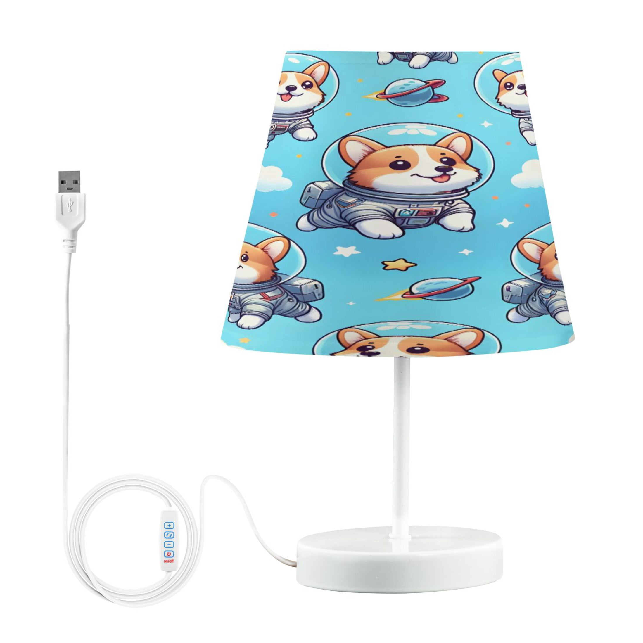 Ryvnso LED Bedside Table Lamp Cartoon Corgi Dogs Space Bedroom Desk ...