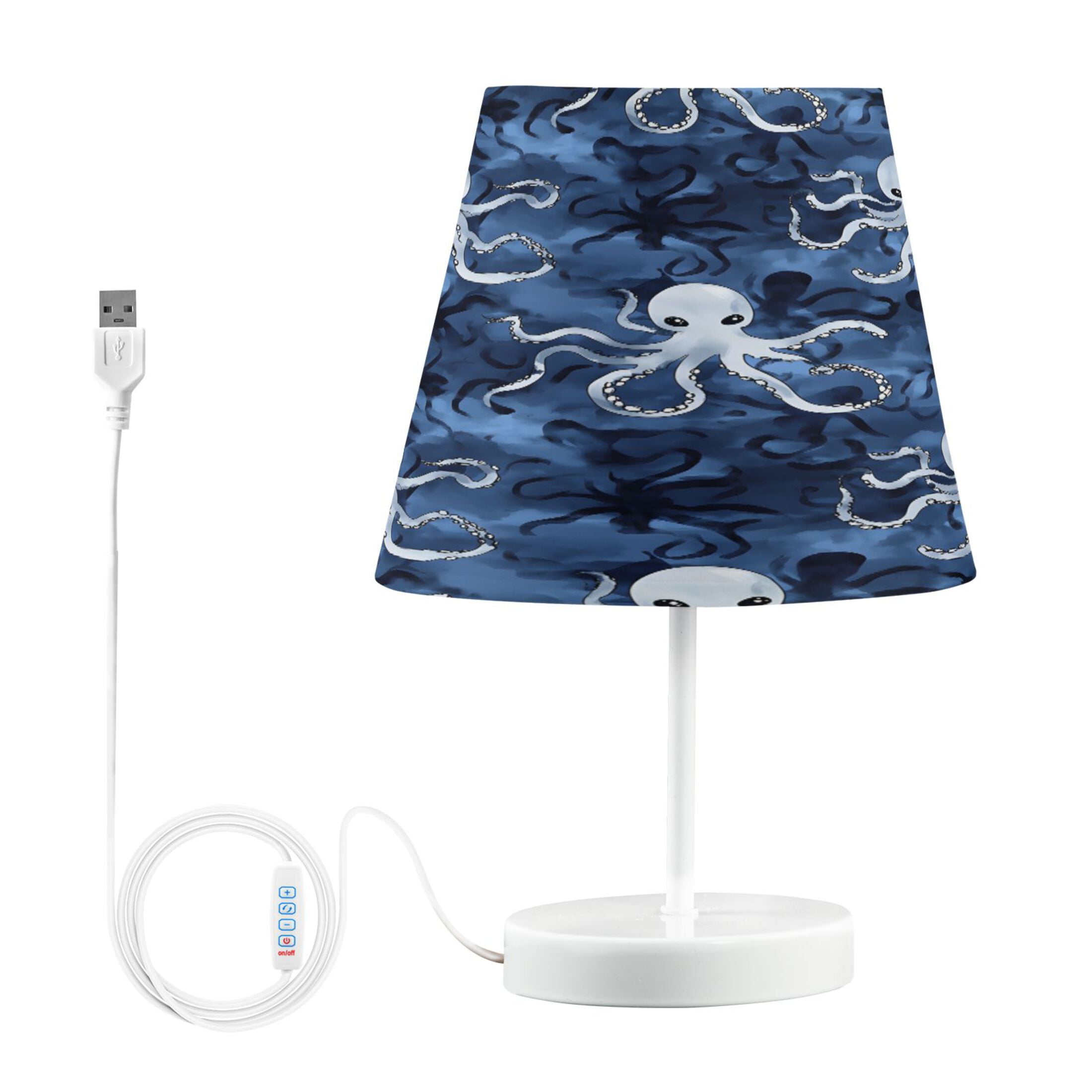 Ryvnso LED Bedside Table Lamp Cartoon Octopus Blue Bedroom Desk Lamps ...