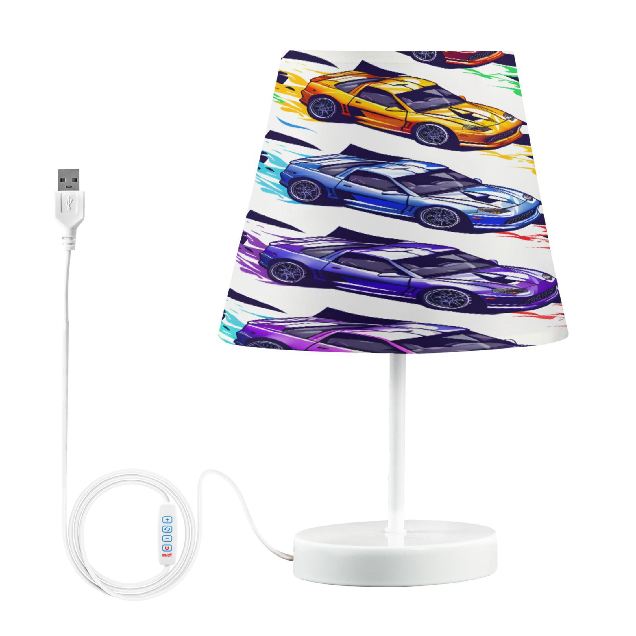 Ryvnso LED Bedside Table Lamp Cartoon Race Cars Bedroom Desk Lamps ...