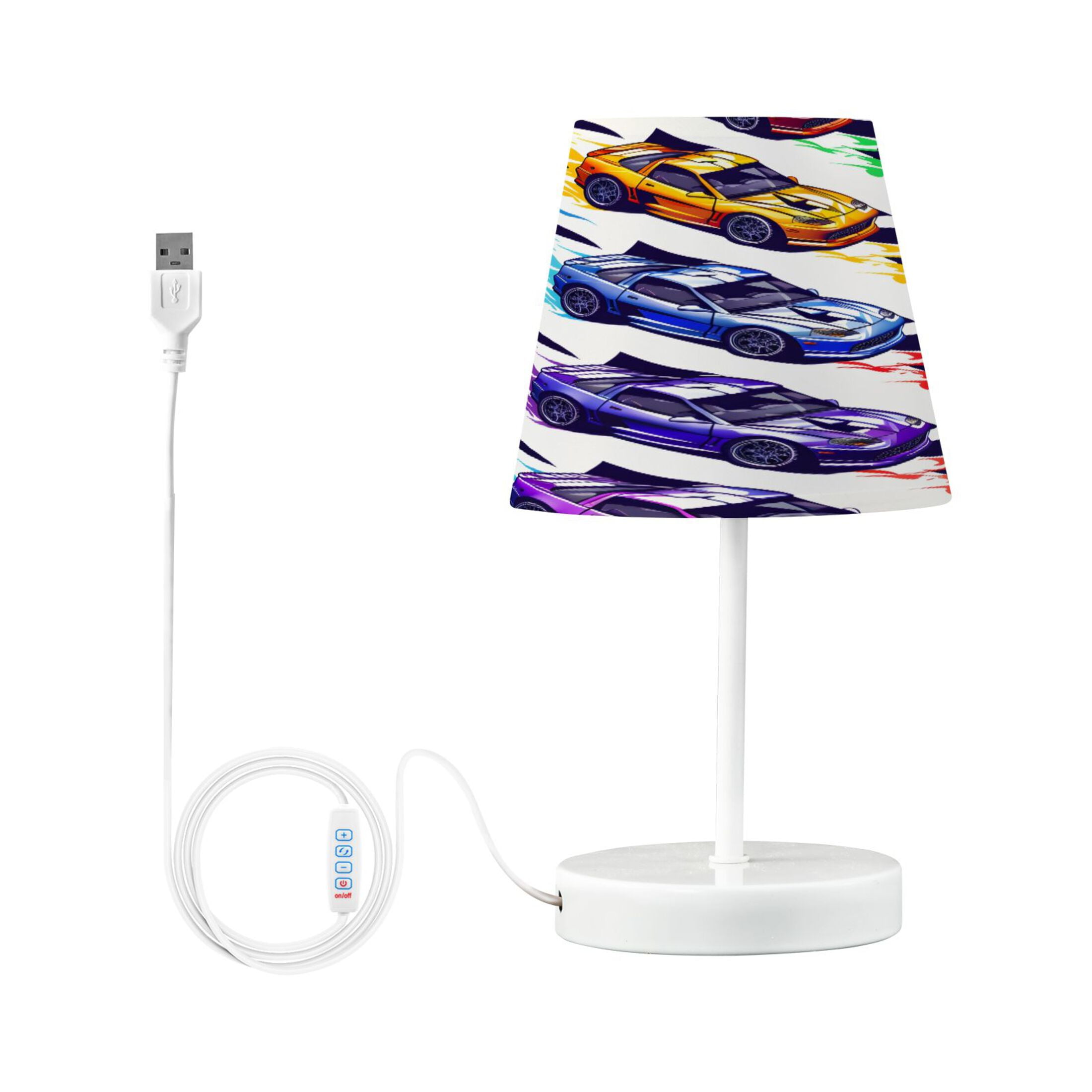 Ryvnso LED Bedside Table Lamp Cartoon Race Cars Bedroom Desk Lamps ...