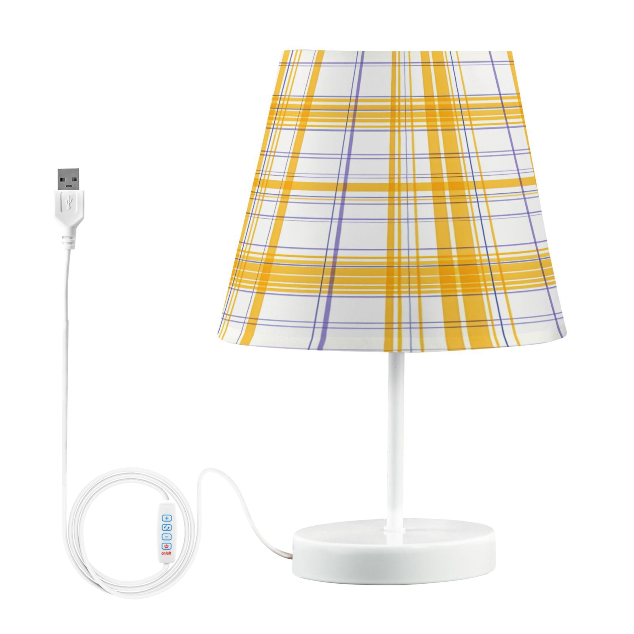 Ryvnso LED Bedside Table Lamp Checkered Plaid Print Bedroom Desk Lamps ...