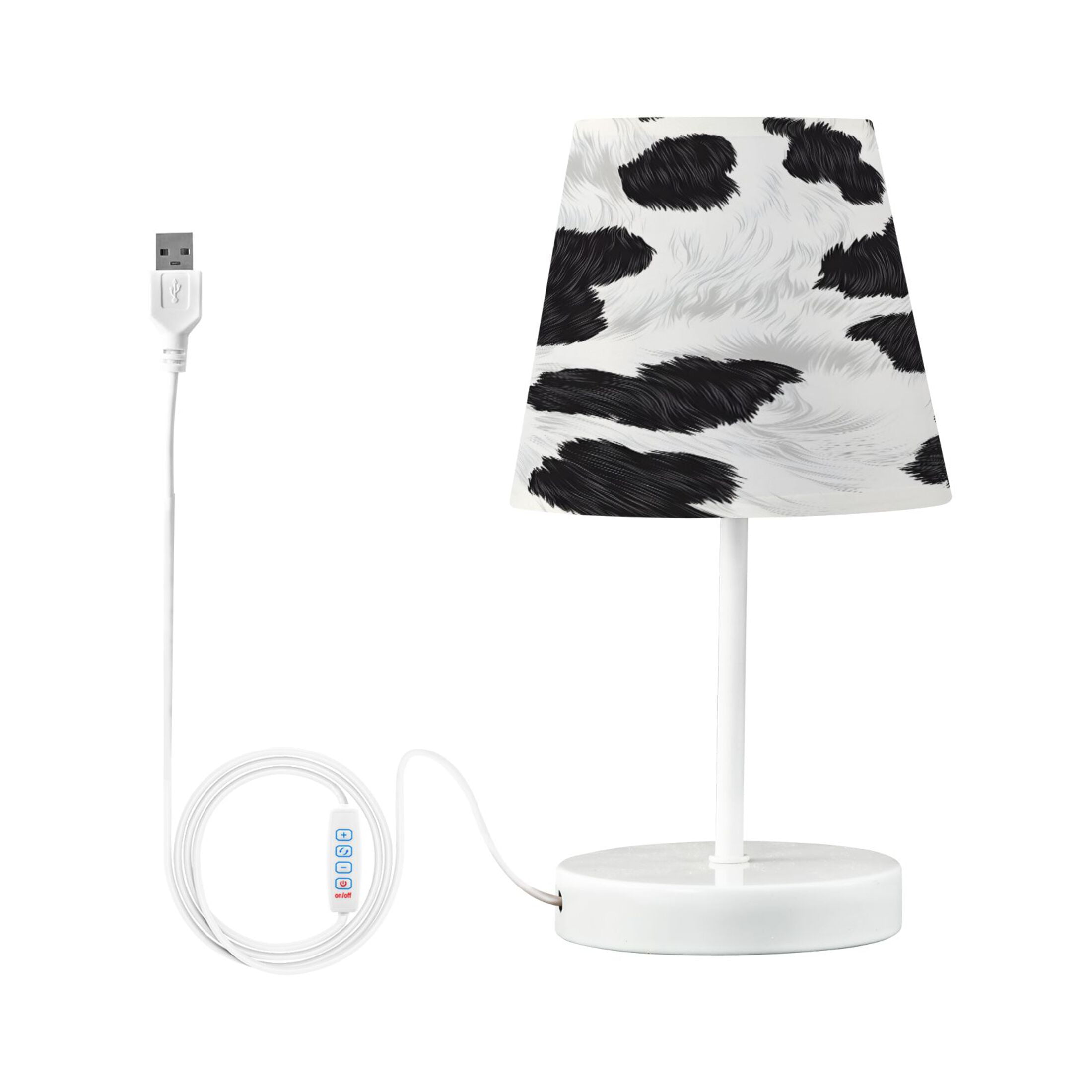 Ryvnso LED Bedside Table Lamp Cow Print Bedroom Desk Lamps Nightstand ...