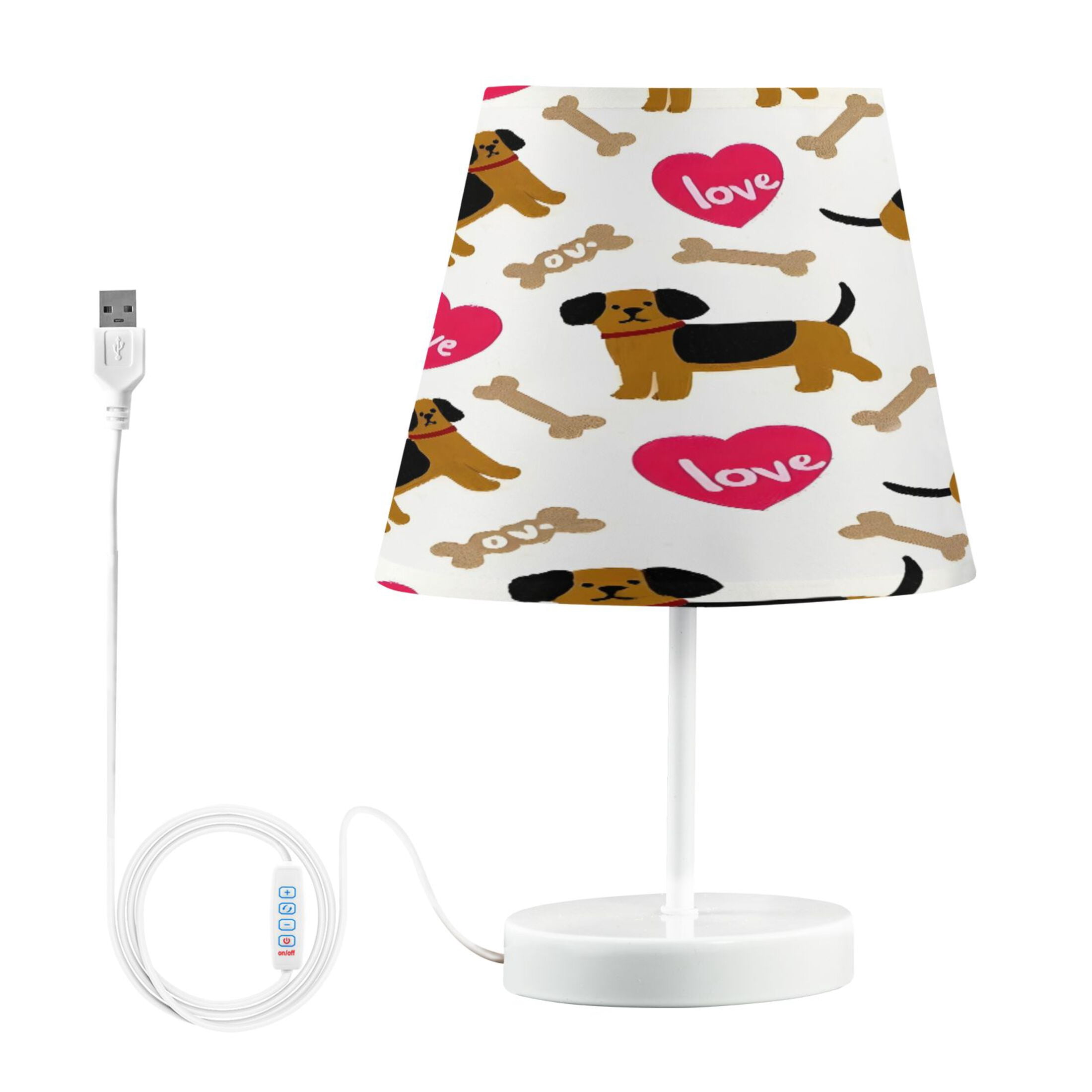 Ryvnso LED Bedside Table Lamp Dog Bones Hearts Bedroom Desk Lamps ...