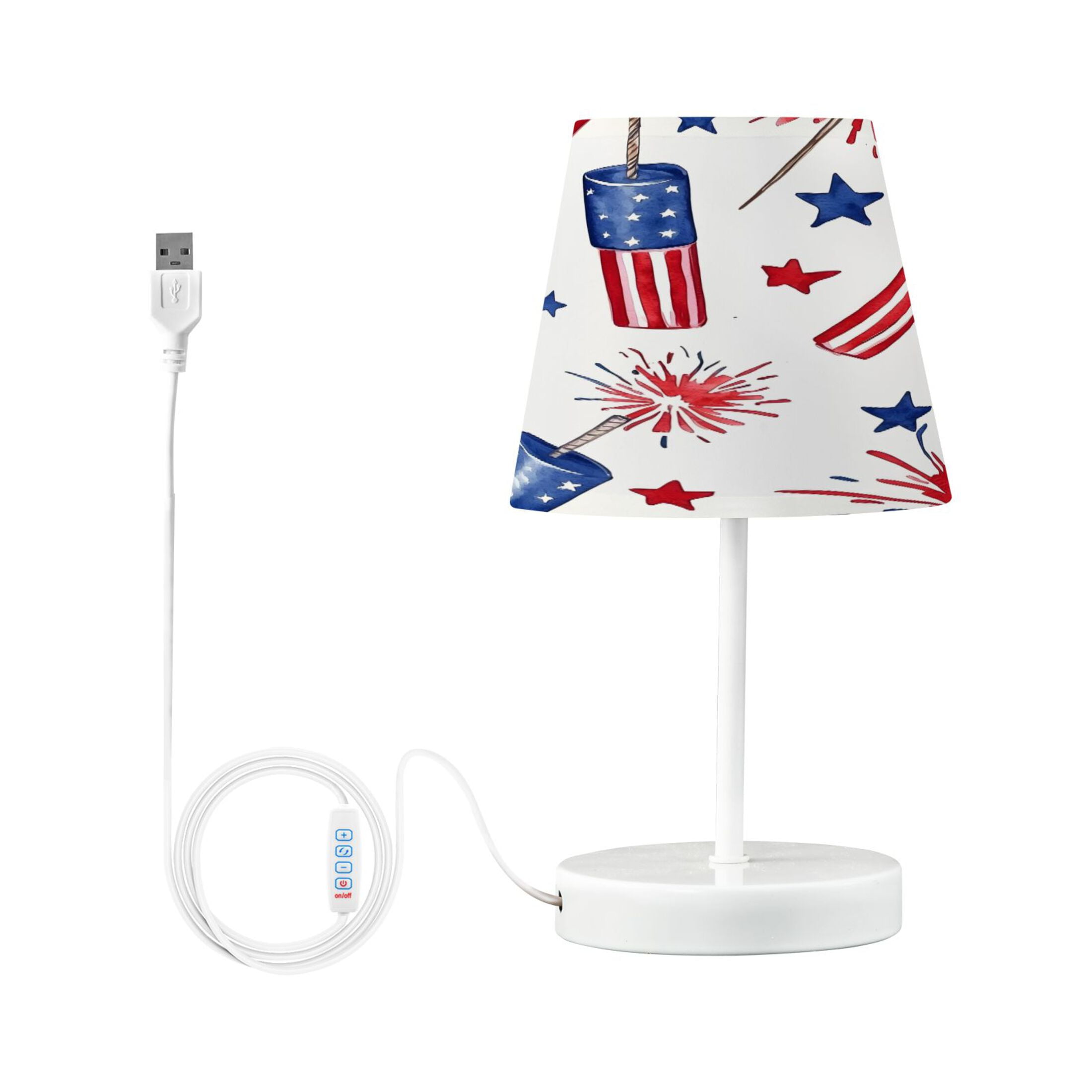 Ryvnso LED Bedside Table Lamp Fireworks American Flag Bedroom Desk ...