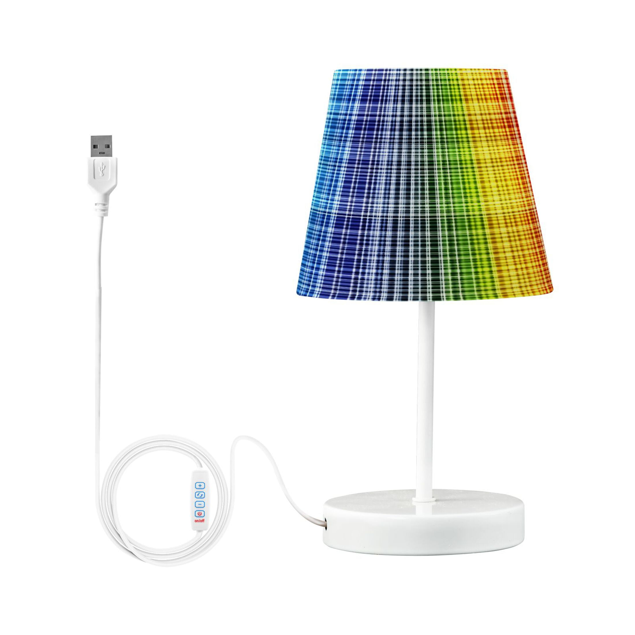 Ryvnso LED Bedside Table Lamp Rainbow Checkered Bedroom Desk Lamps ...