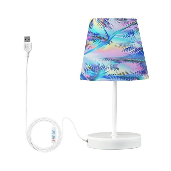 Ryvnso LED Bedside Table Lamp Rainbow Pattern Plam Trees Bedroom Desk ...