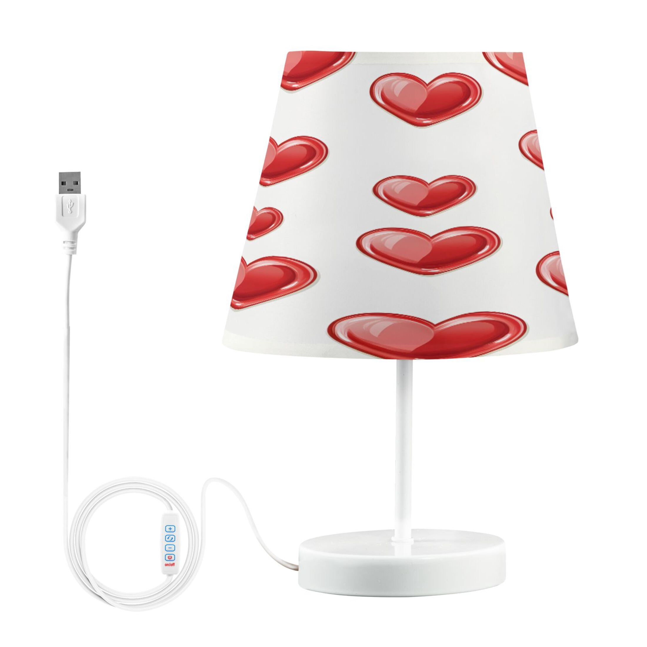 Ryvnso LED Bedside Table Lamp Red Heart Pattern Bedroom Desk Lamps ...