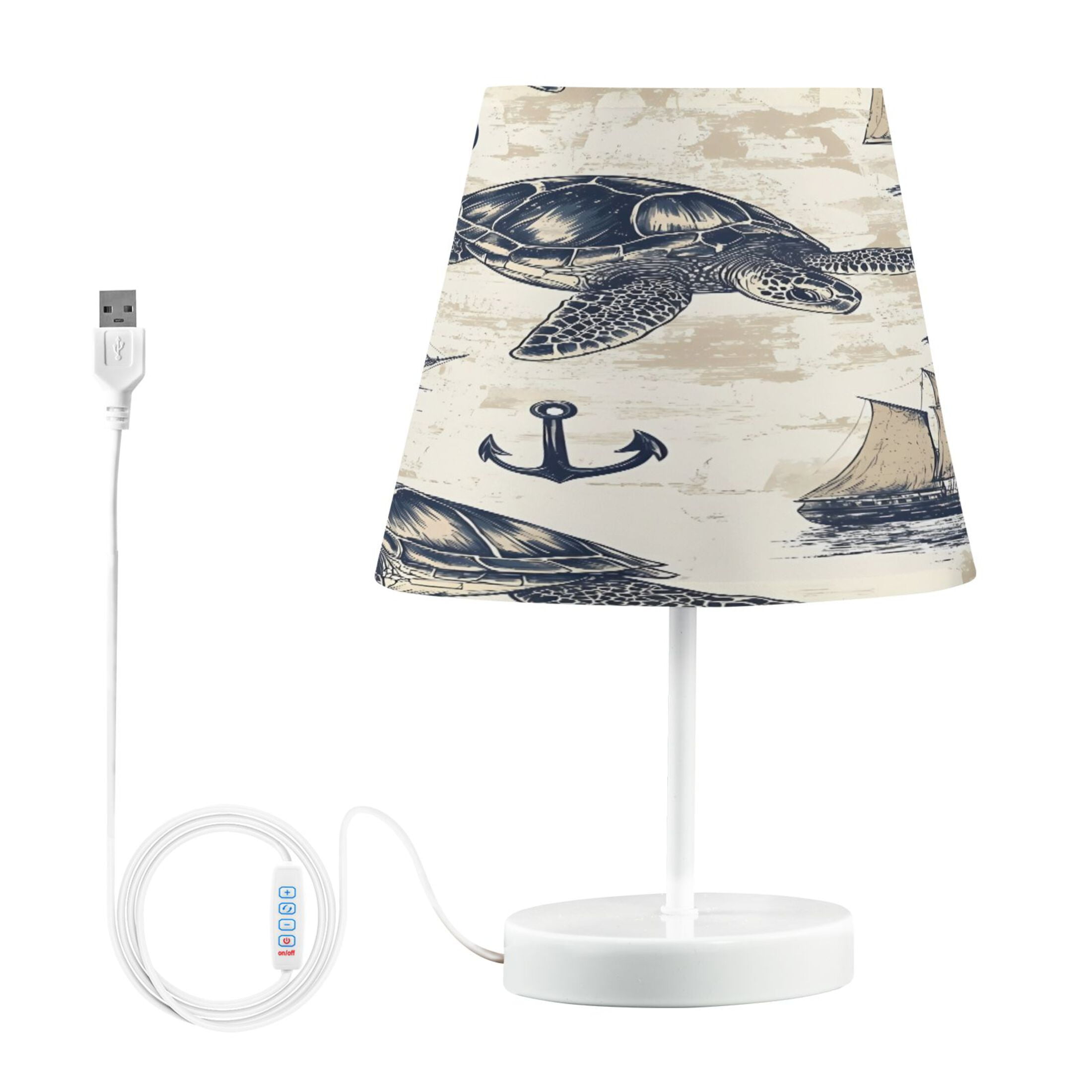 Ryvnso LED Bedside Table Lamp Retro Sea Turtle Sailboat Bedroom Desk ...