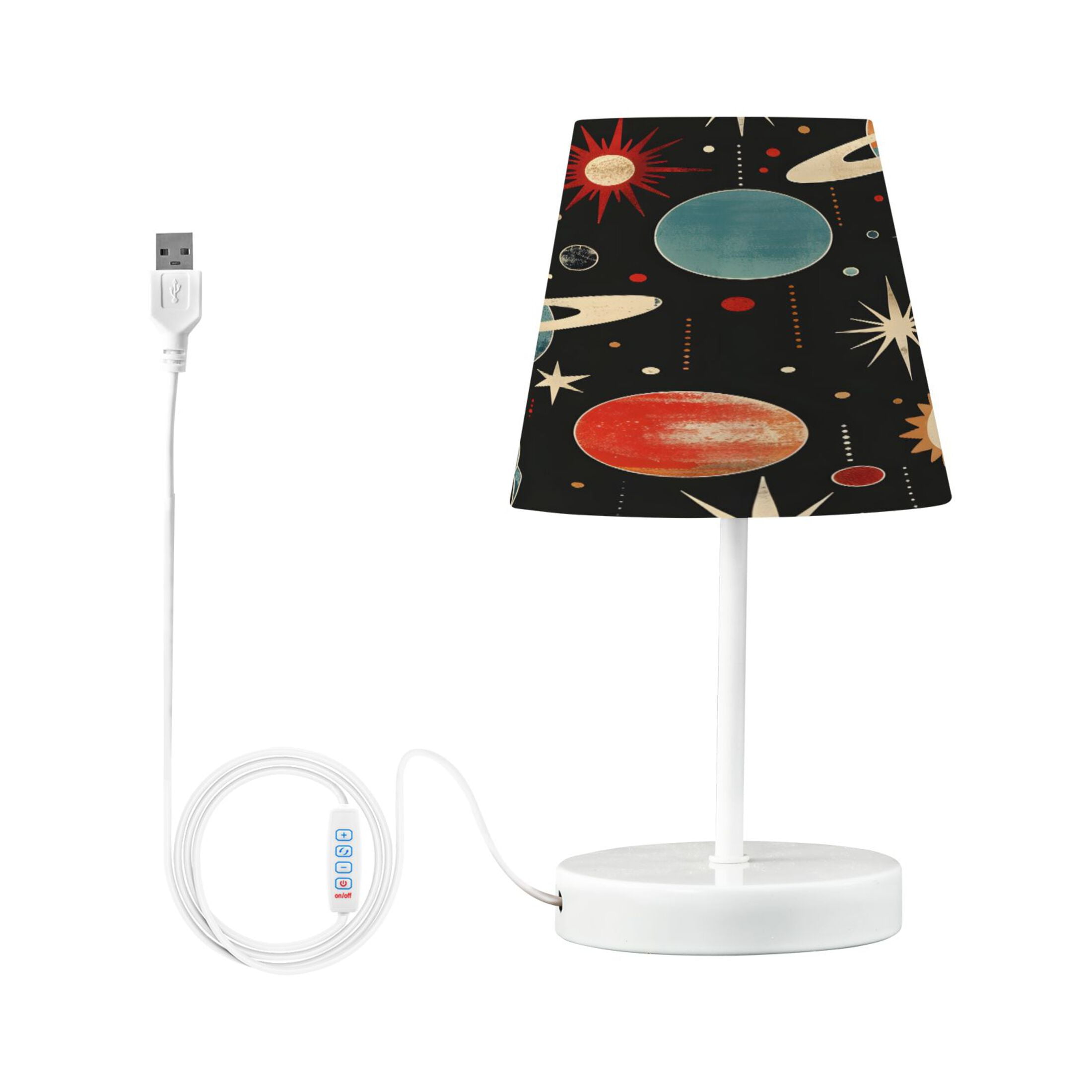 Ryvnso LED Bedside Table Lamp Retro Space Planets Rockets Bedroom Desk ...
