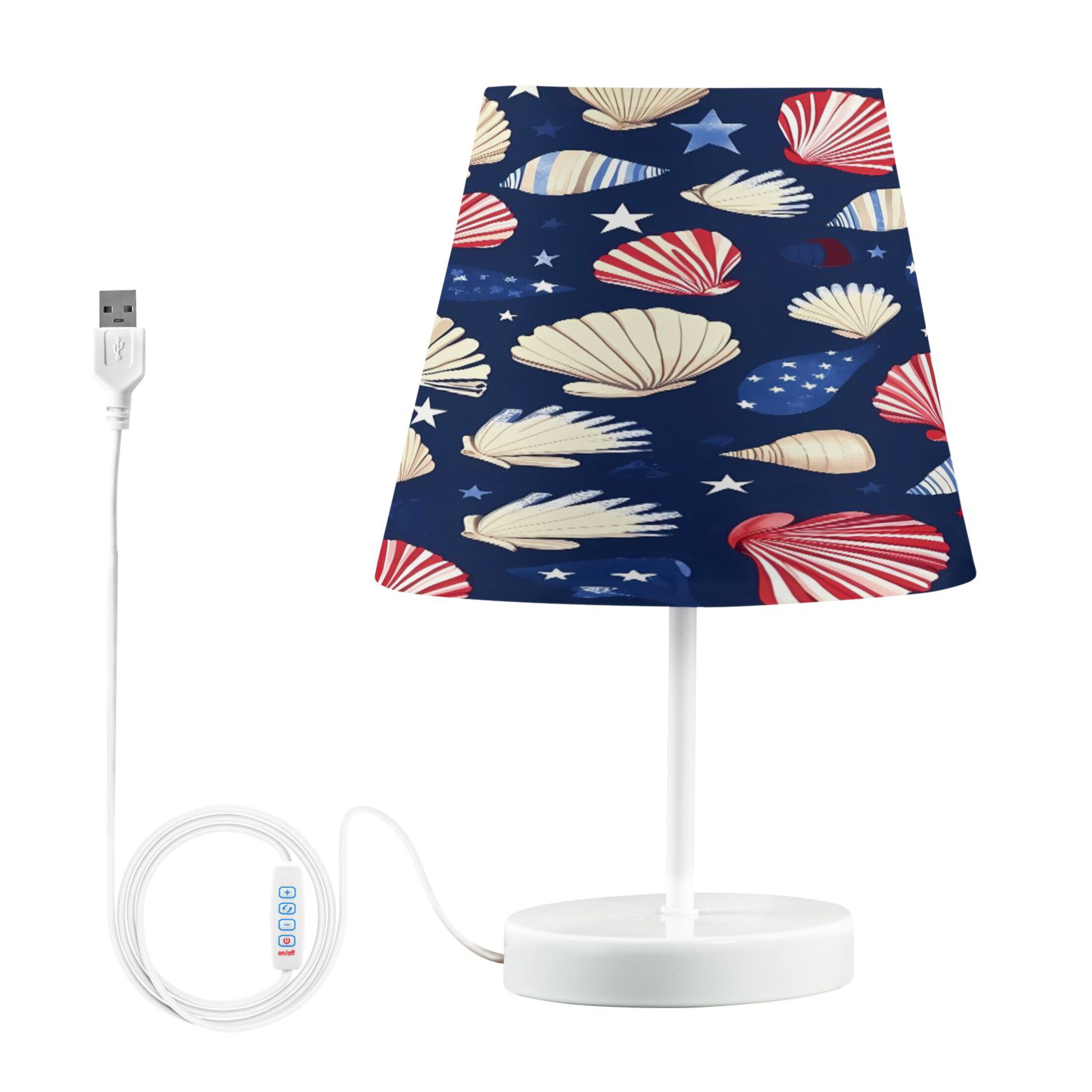 Ryvnso LED Bedside Table Lamp Seashell American Flag Bedroom Desk Lamps ...