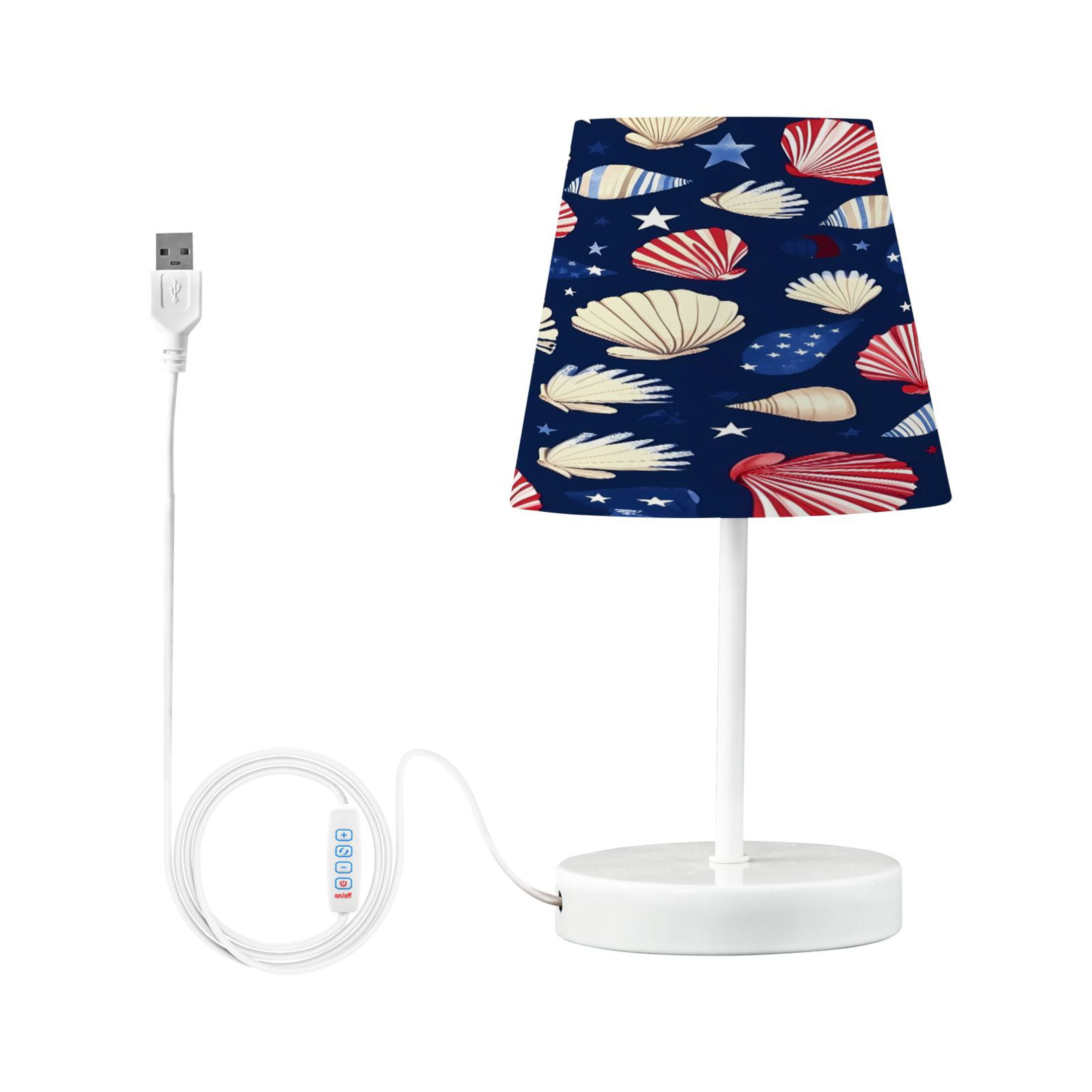 Ryvnso LED Bedside Table Lamp Seashell American Flag Bedroom Desk Lamps ...
