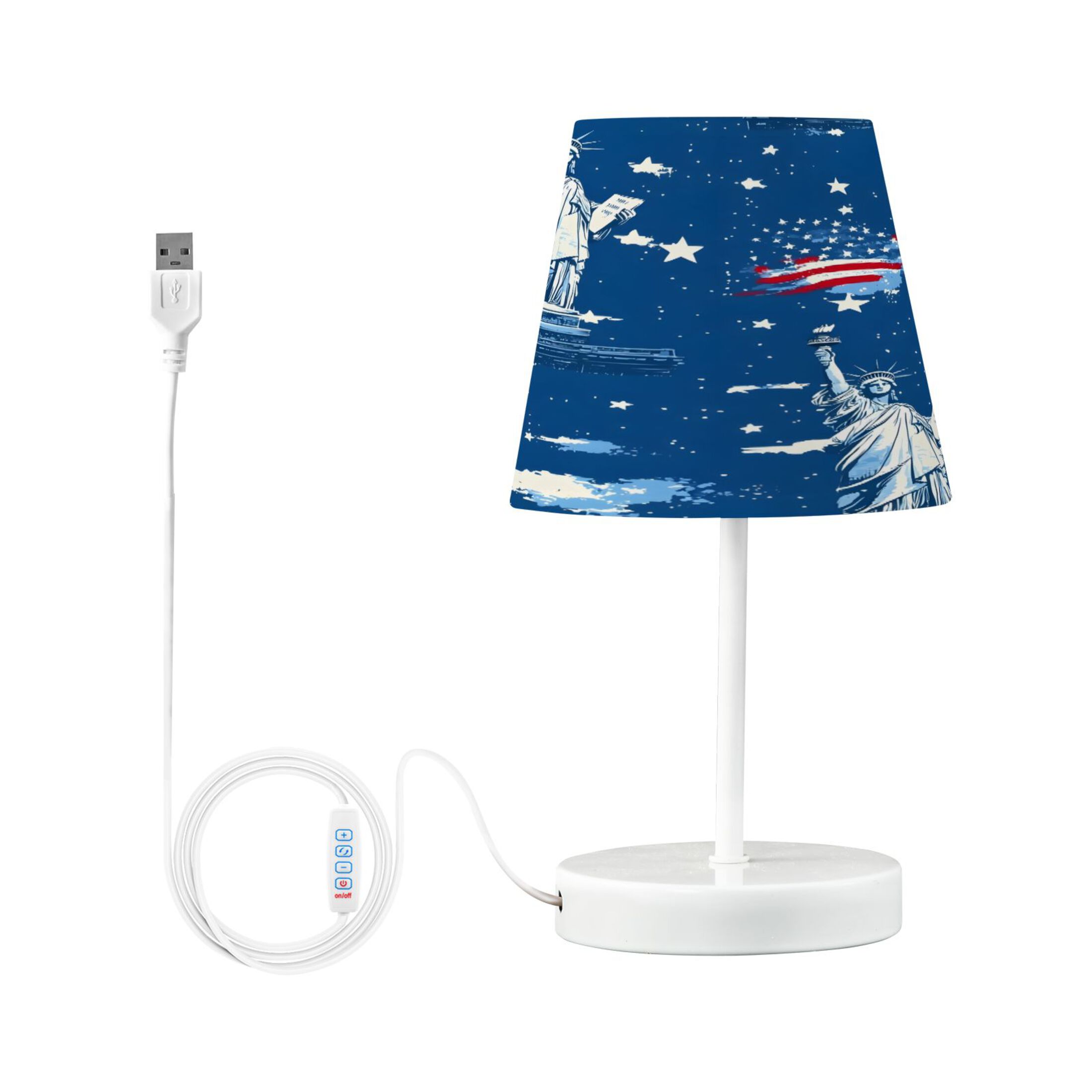 Ryvnso LED Bedside Table Lamp Statue Of Liberty American Flag Bedroom ...