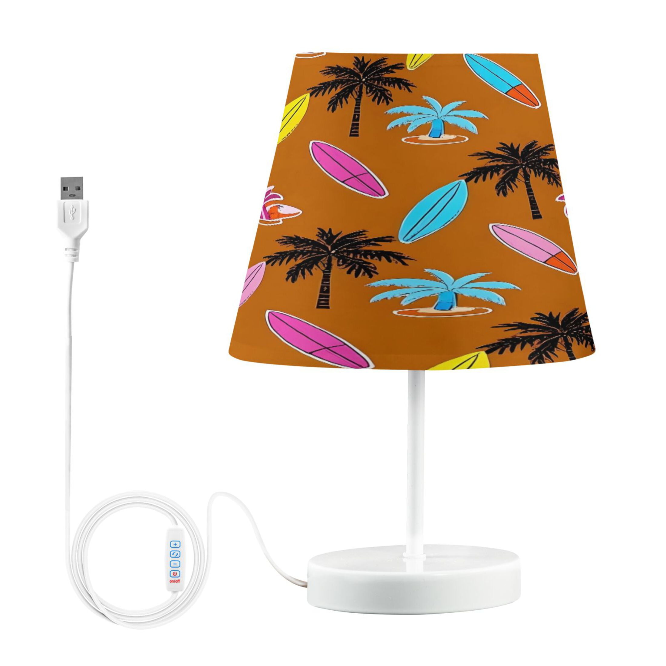 Ryvnso LED Bedside Table Lamp Surfboard Coconut Tree Bedroom Desk Lamps ...