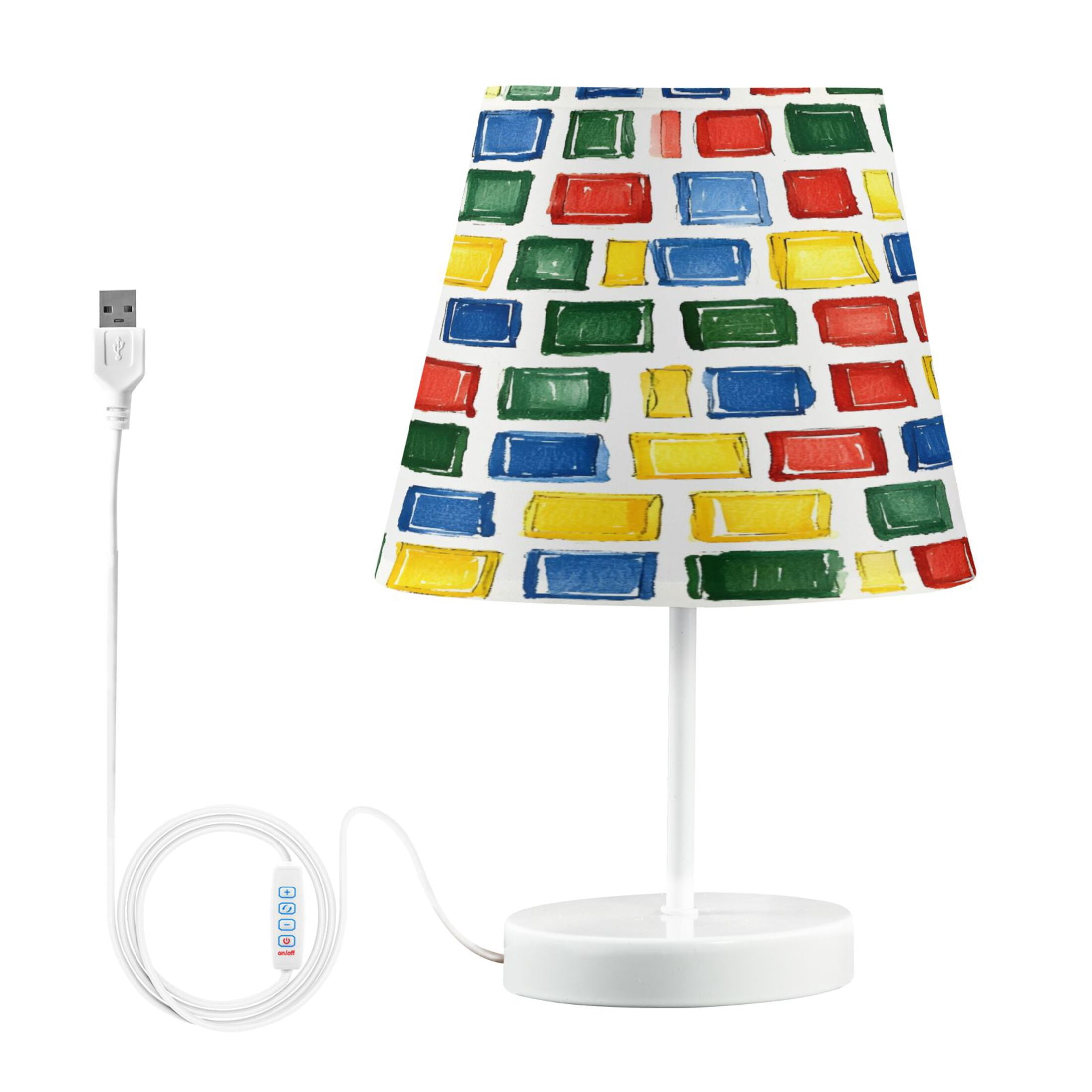Ryvnso LED Bedside Table Lamp Watercolor Checkered Bedroom Desk Lamps ...
