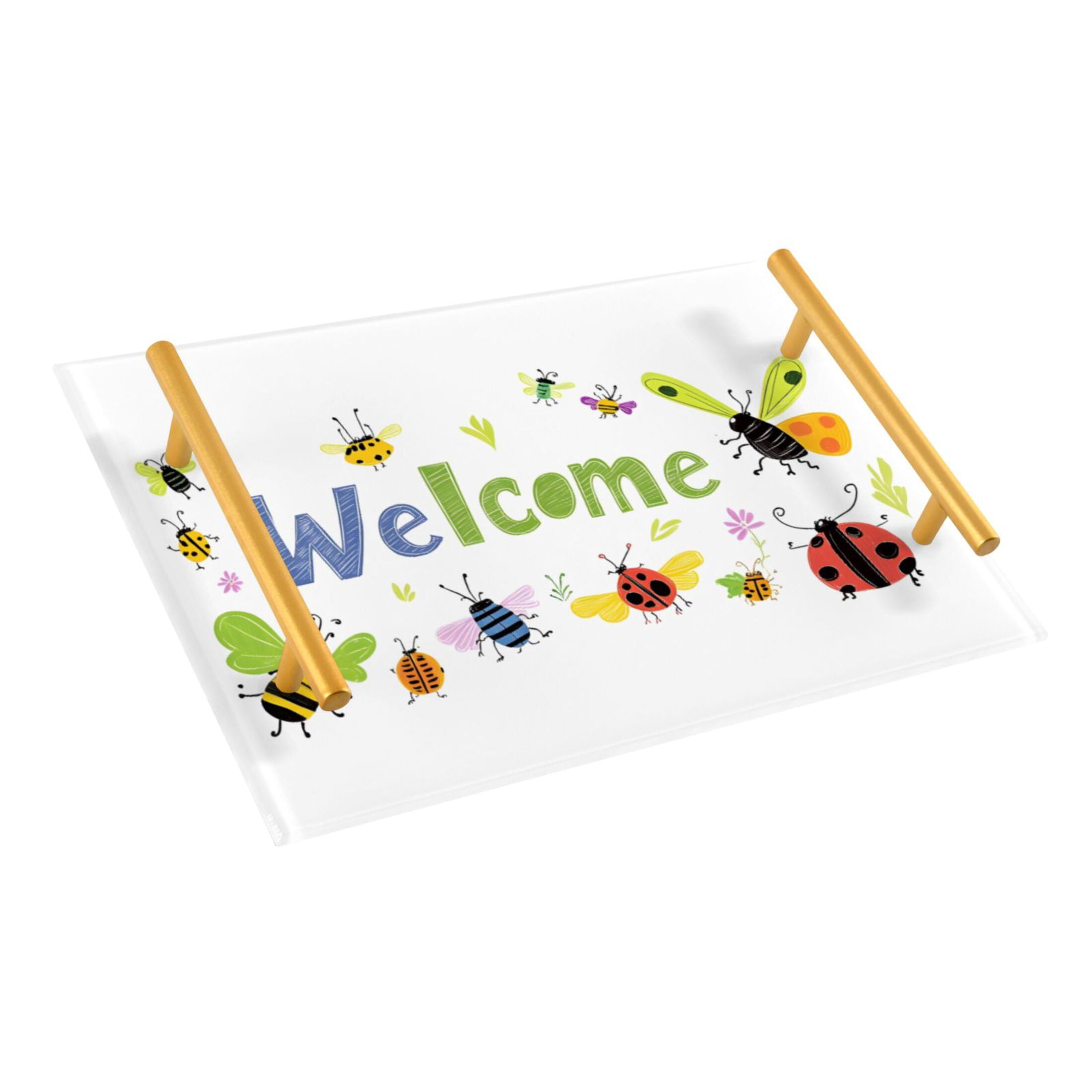 Ryvnso Ladybugs Welcome Bathroom Tray Vanity Countertop Trays Acrylic ...