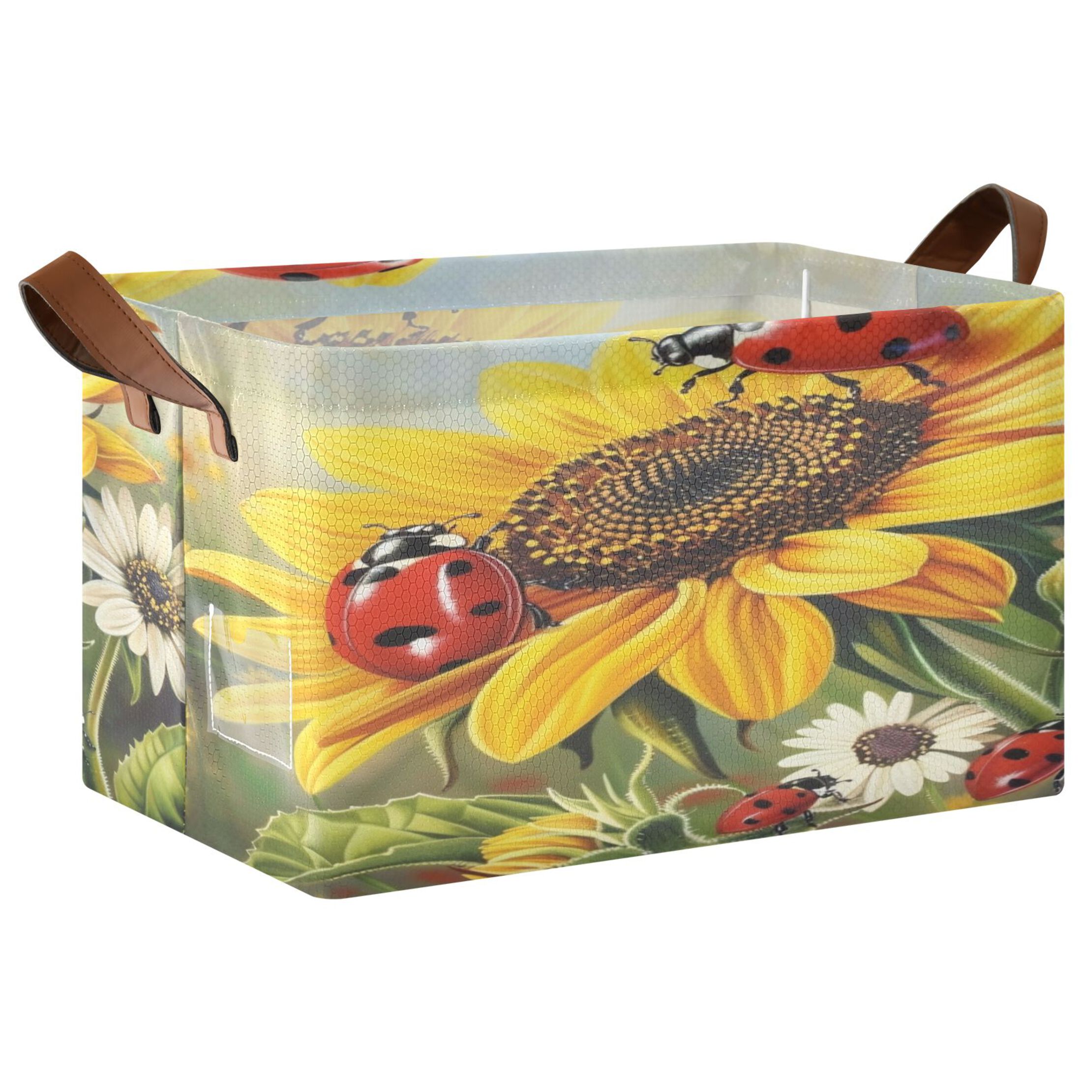 Ryvnso Ladybugs on Sunflowers Daisy Storage Bins Large Basket Foldable ...