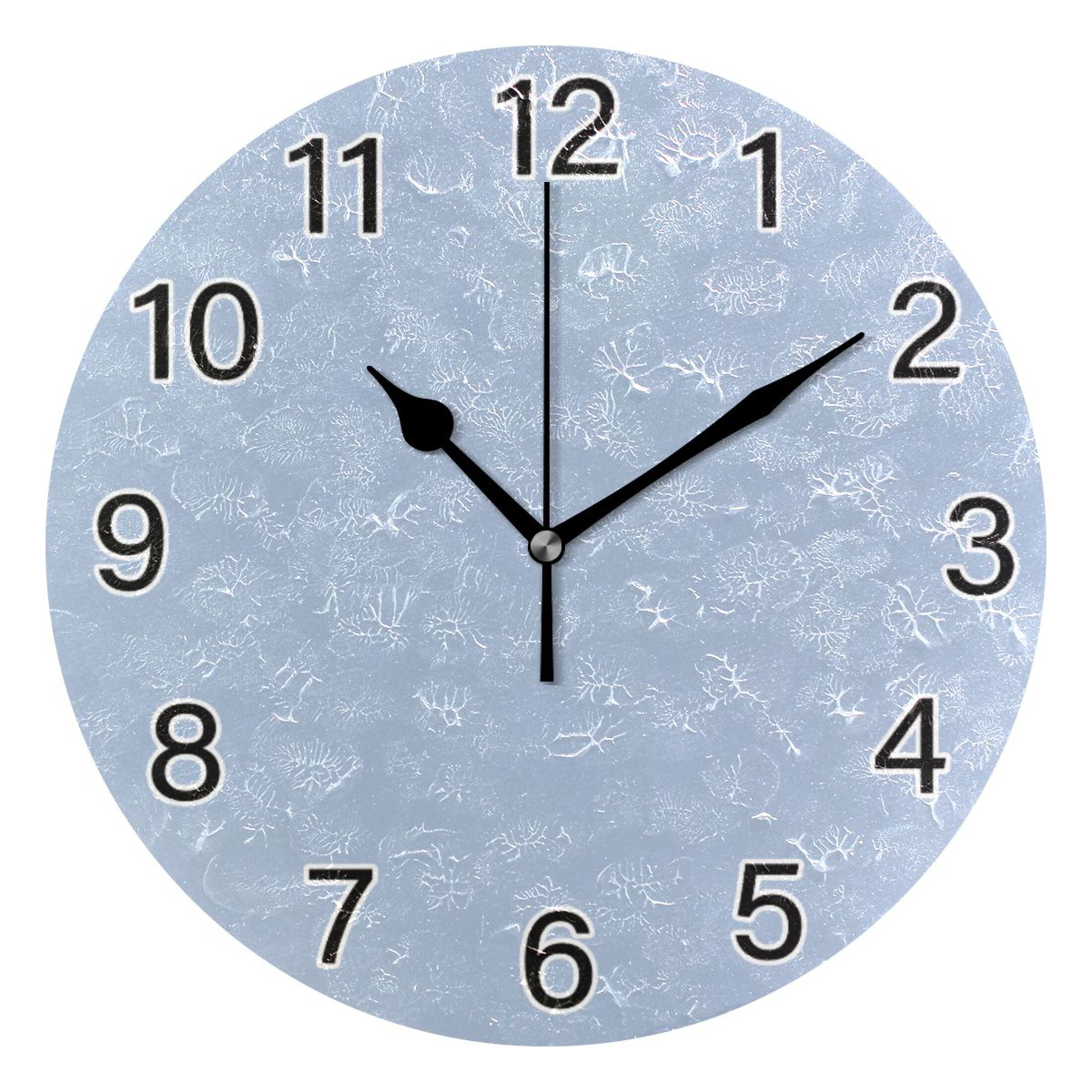 Ryvnso Lake Blue Wall Clock Non Ticking Silent Kitchen Clock Battery ...