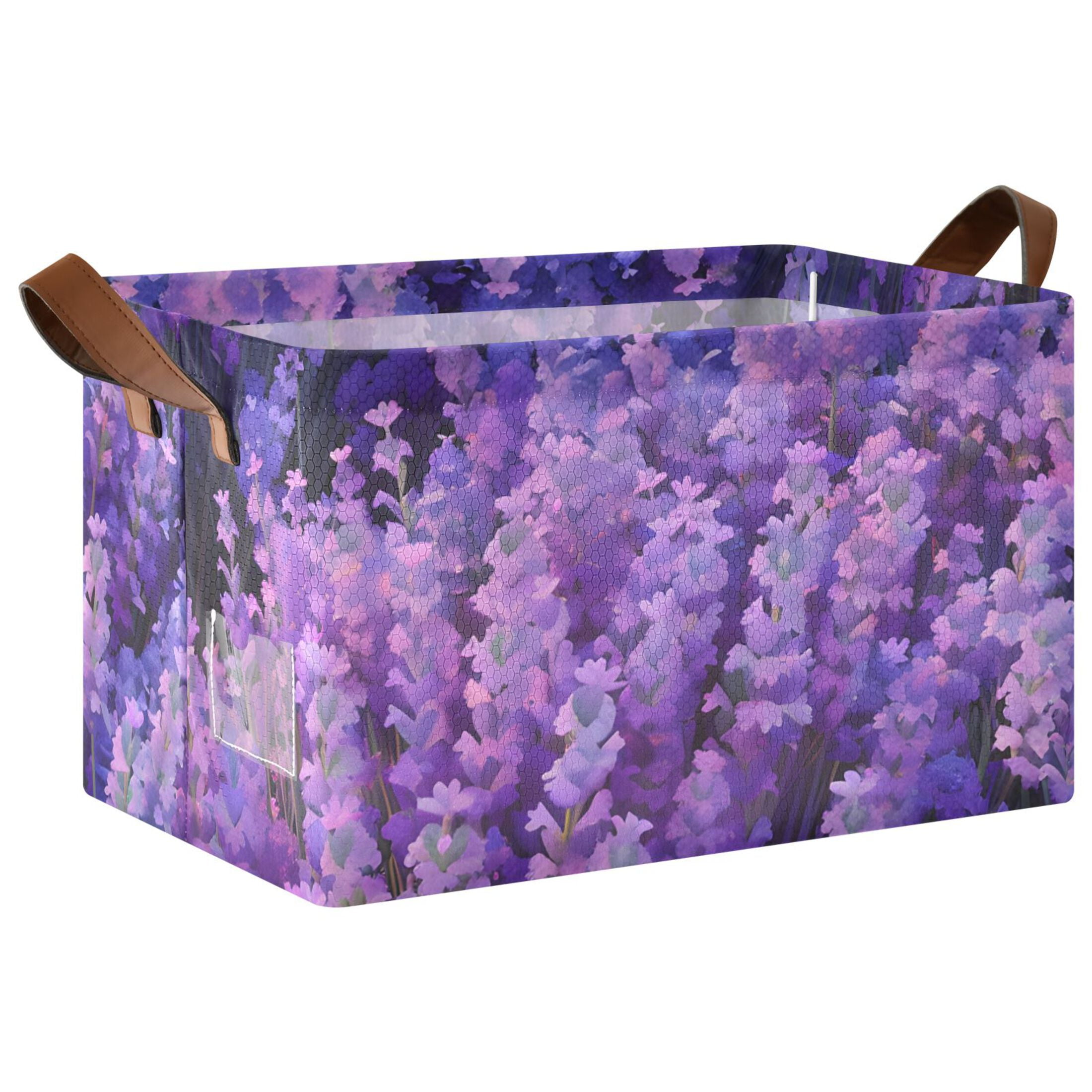 Ryvnso Lavender Flowers Floral Storage Bins Large Basket Foldable Cube ...