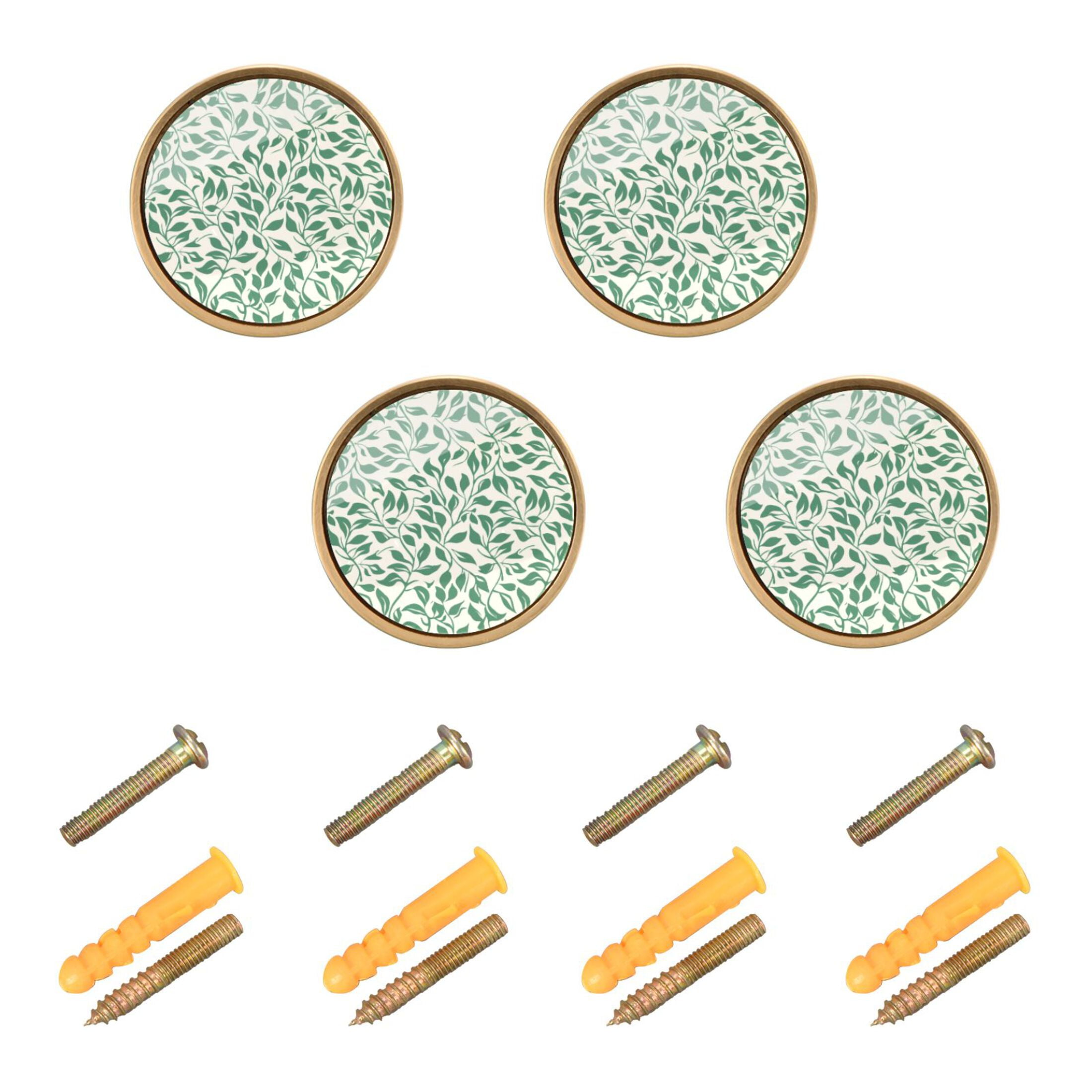 Ryvnso Leaf Green Cabinet Knobs Kitchen Door Round Pulls Drawers ...