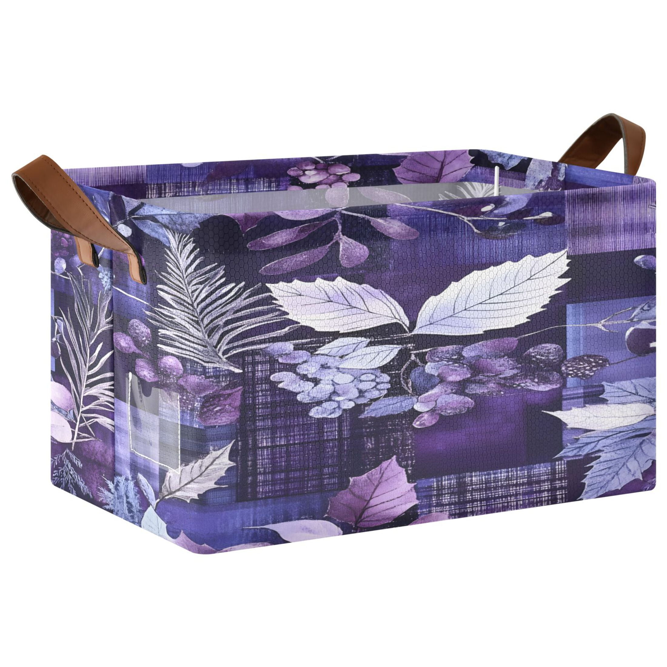 Ryvnso Leaves Berries Pattern Storage Bins Large Basket Foldable Cube ...