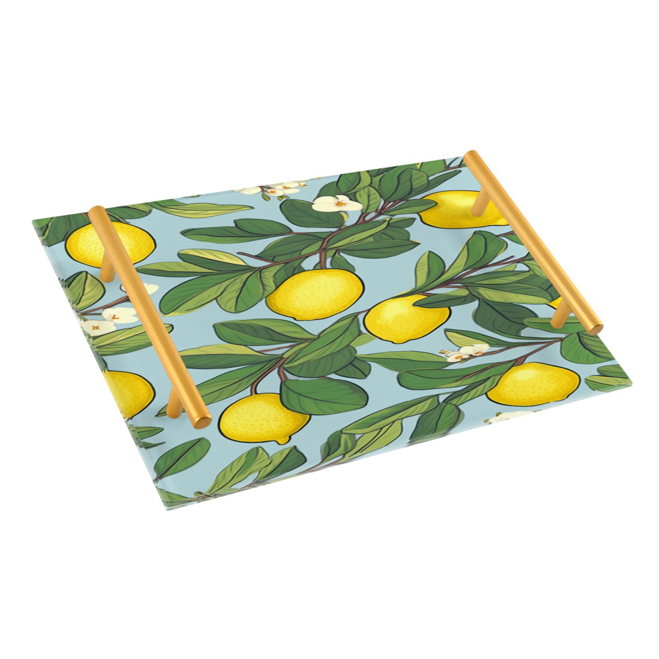 Ryvnso Lemon Leaves Bathroom Tray Vanity Countertop Trays Acrylic ...
