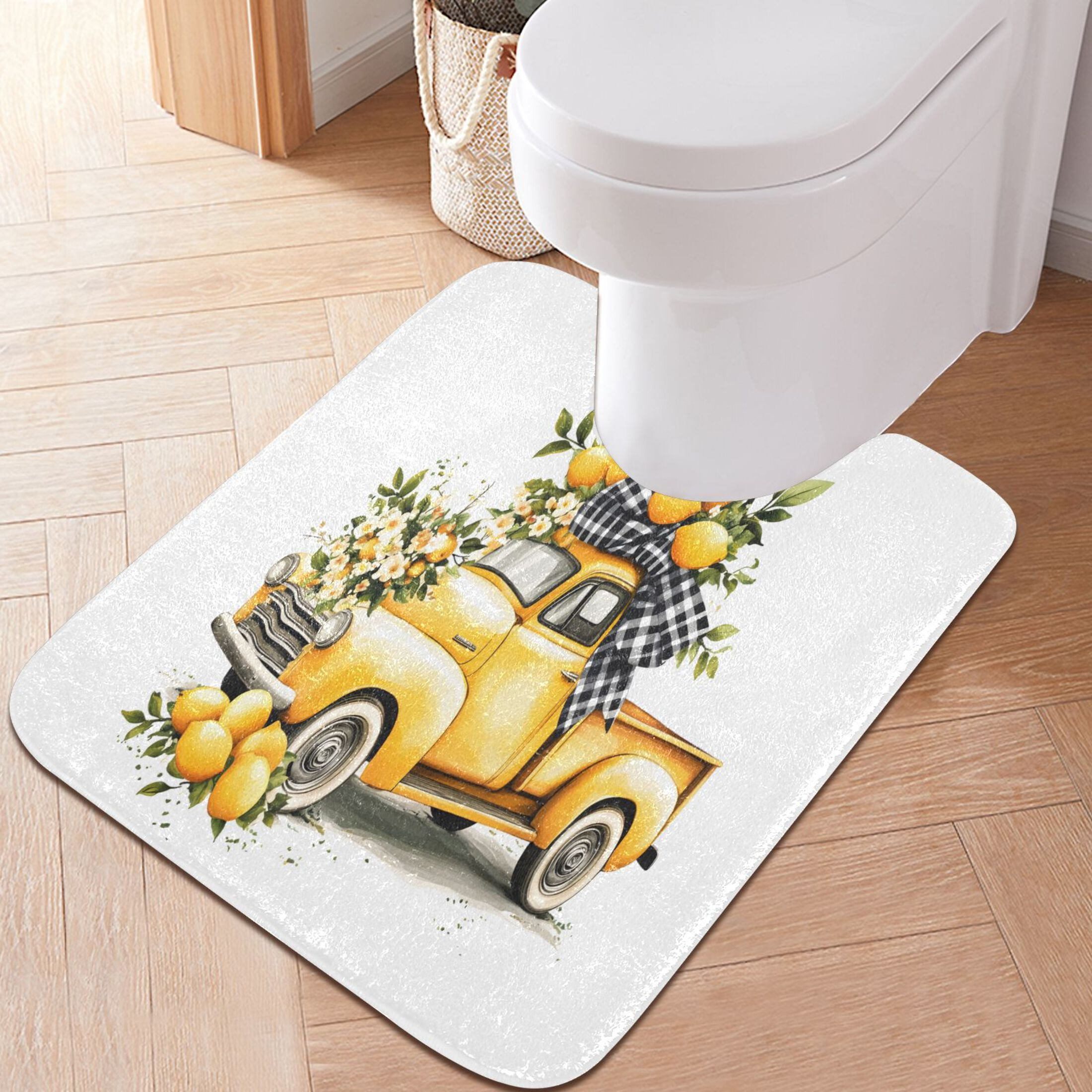 Ryvnso Lemon on Truck Bathroom Shaggy Rugs Toilet U Shape Mat Soft ...