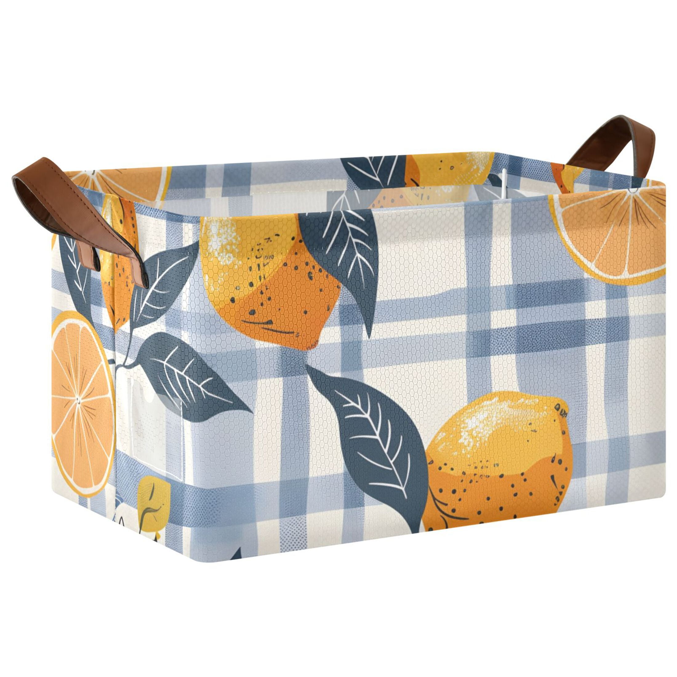 Ryvnso Lemons on Lattice Storage Bins Large Basket Foldable Cube Toys ...