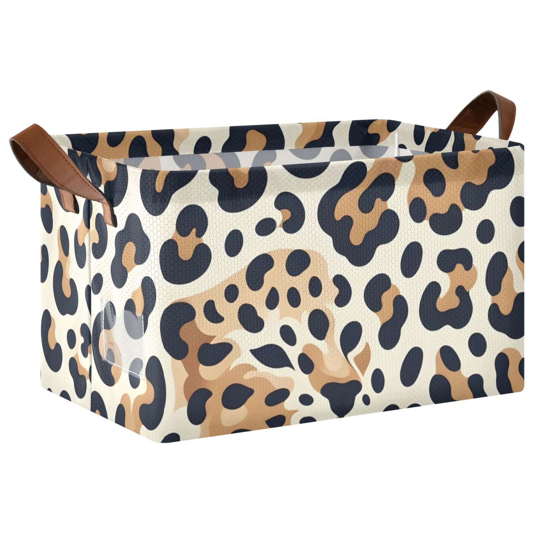 Ryvnso Leopard Brown Storage Bins Large Basket Foldable Cube Toys ...