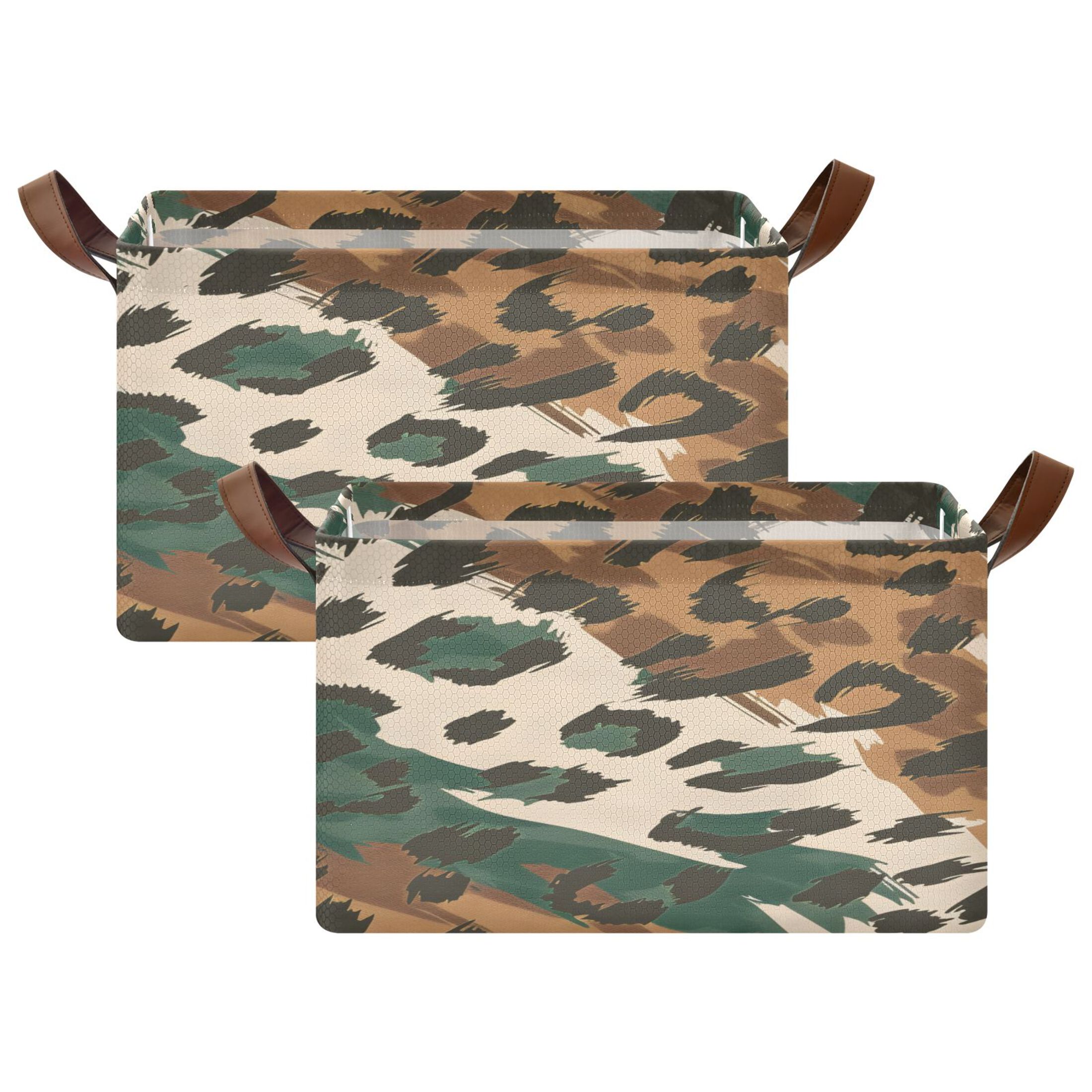 Ryvnso Leopard Skin Pattern Storage Bins Large Basket Foldable Cube ...