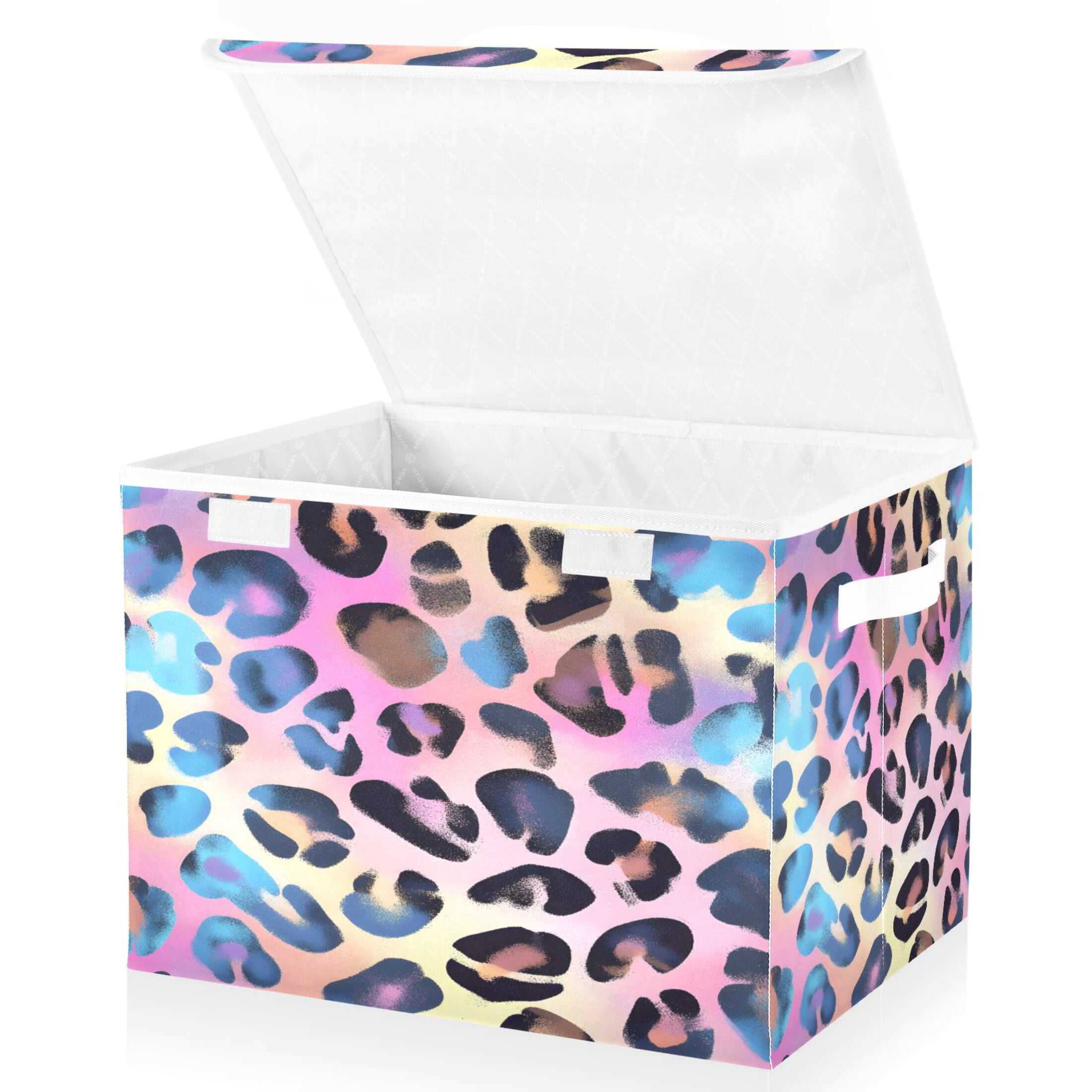 Ryvnso Leopard-a2 Print Large Lidded Foldable Storage Baskets Cubes ...