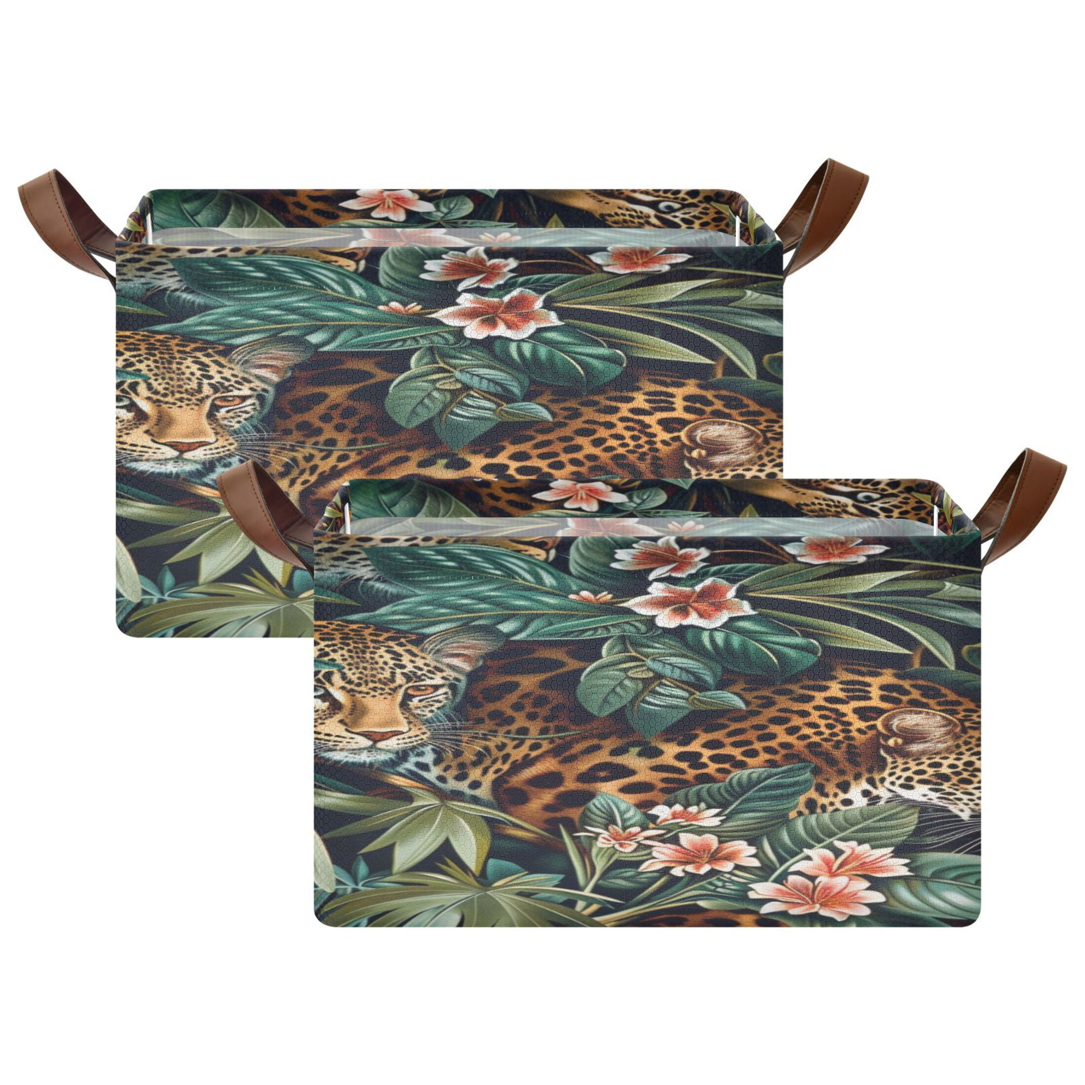 Ryvnso Leopards Tropical Storage Bins Large Basket Foldable Cube Toys ...