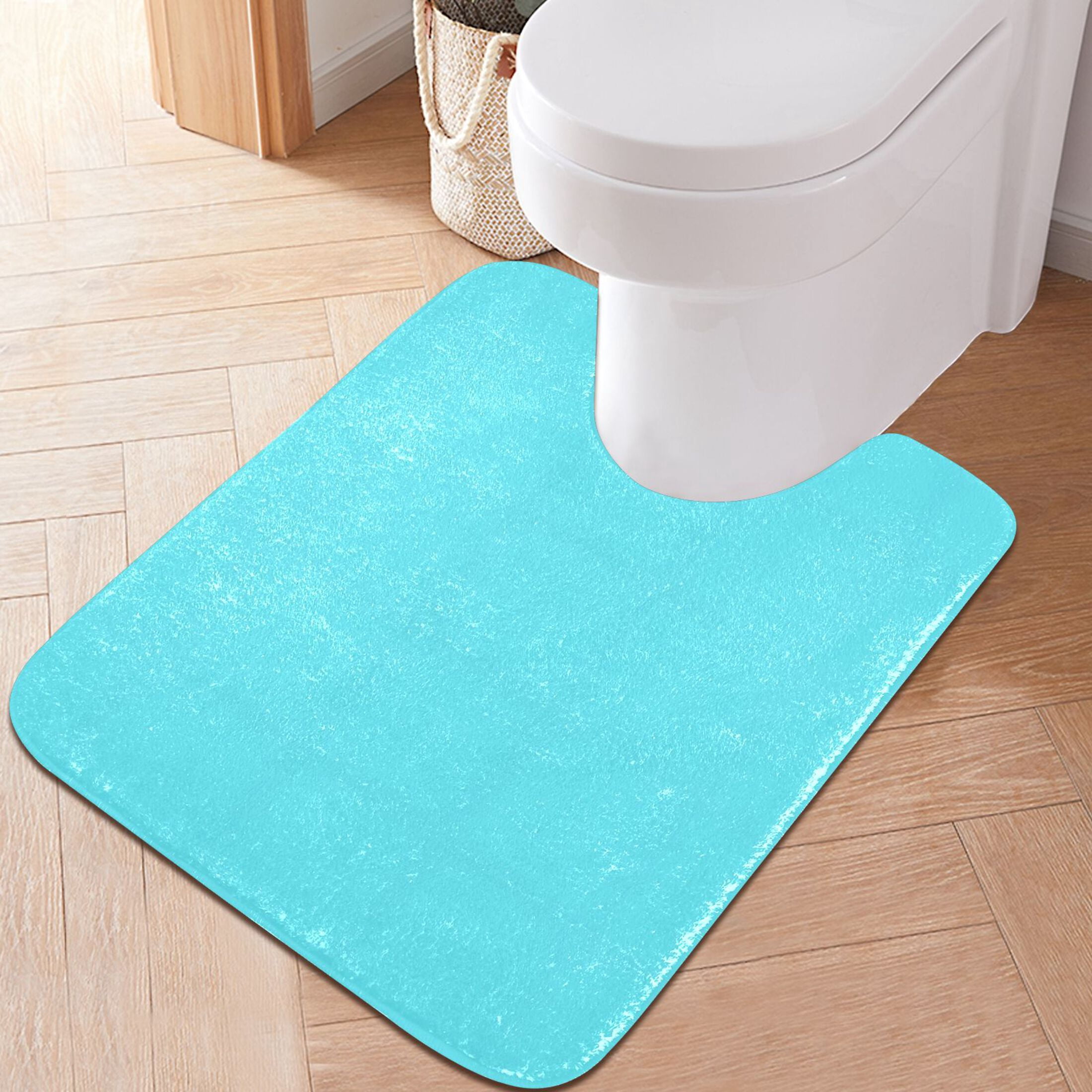 Ryvnso Light Blue Bathroom Shaggy Rugs Toilet U Shape Mat Soft Contour ...