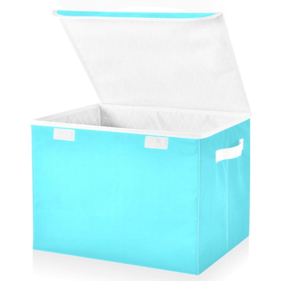 Ryvnso Light Blue Large Lidded Foldable Storage Baskets Cubes Boxes ...