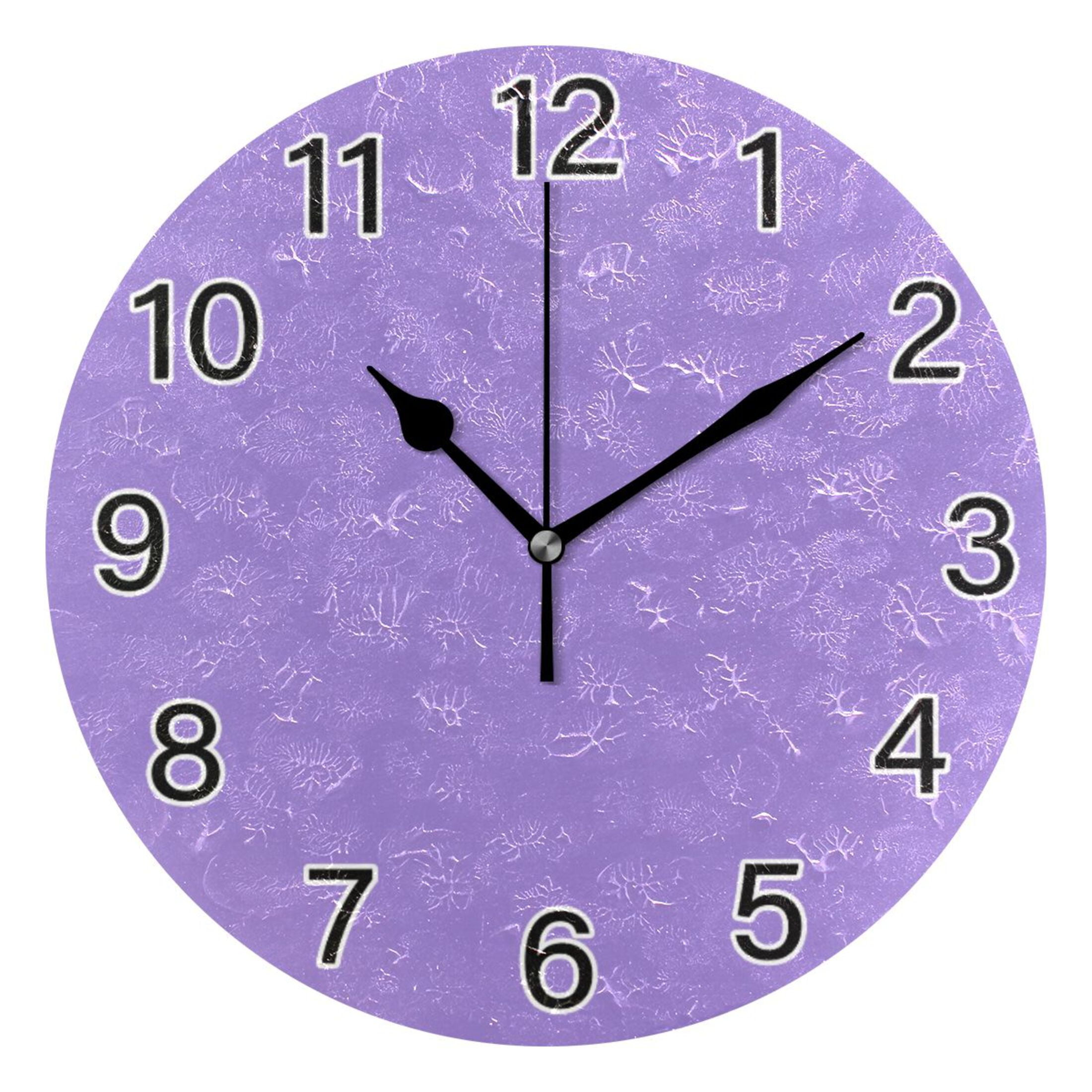 Ryvnso Light Purple Wall Clock Non Ticking Silent Kitchen Clock Battery ...