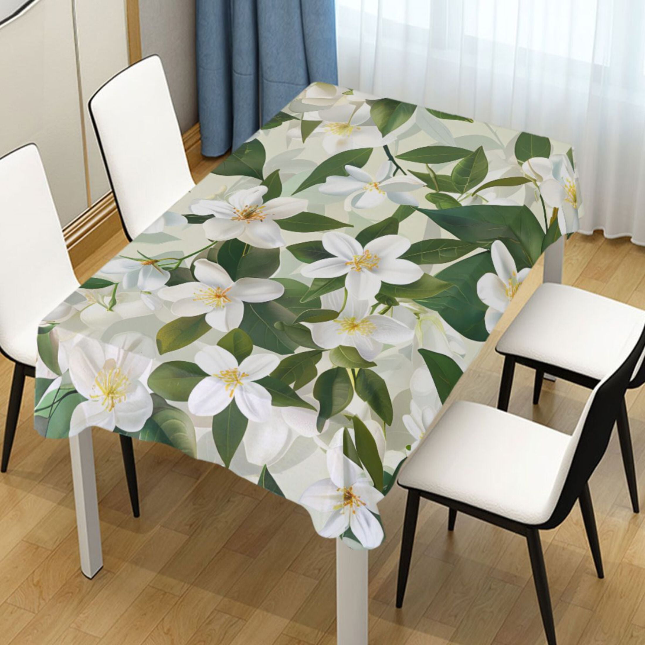 Ryvnso Lily with Green Leaf Rectangle Table Cloth Tablecover Dinning ...