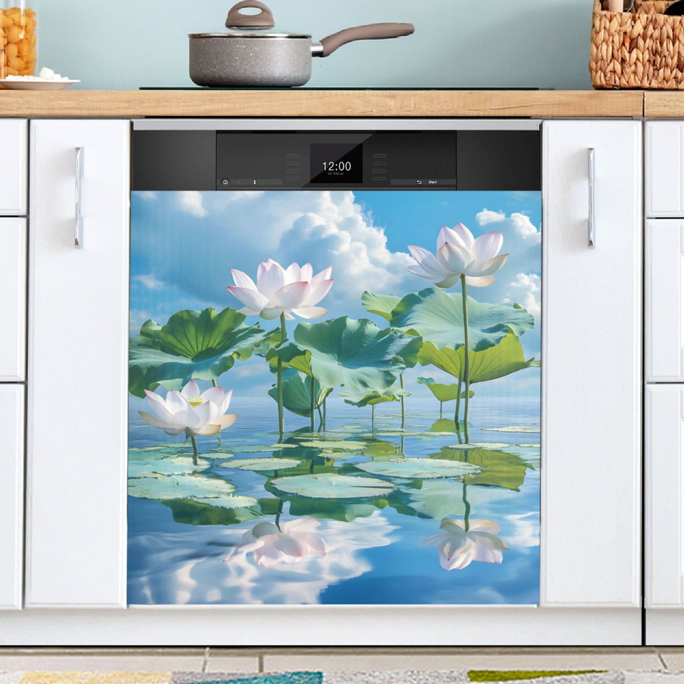 Ryvnso Lotus Leaves Blue Sky Dishwasher Magnetic Refrigerator Magnet ...