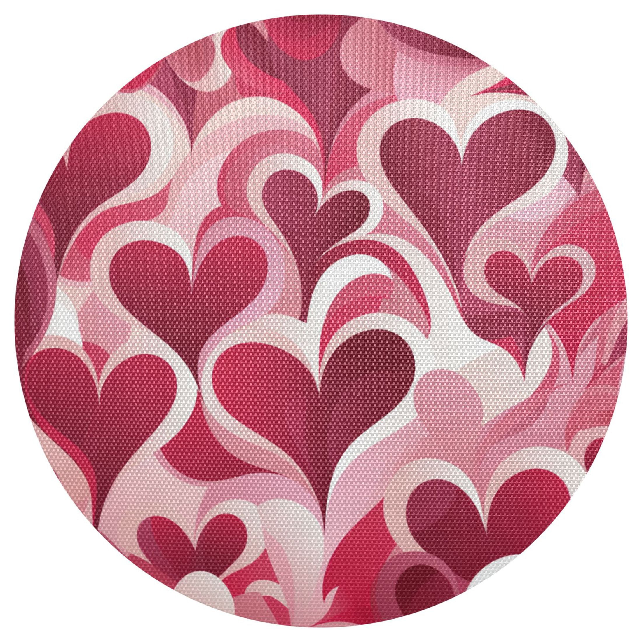 Ryvnso Love Hearts in Valentine Round Plate Mats Dining Table Placemat ...