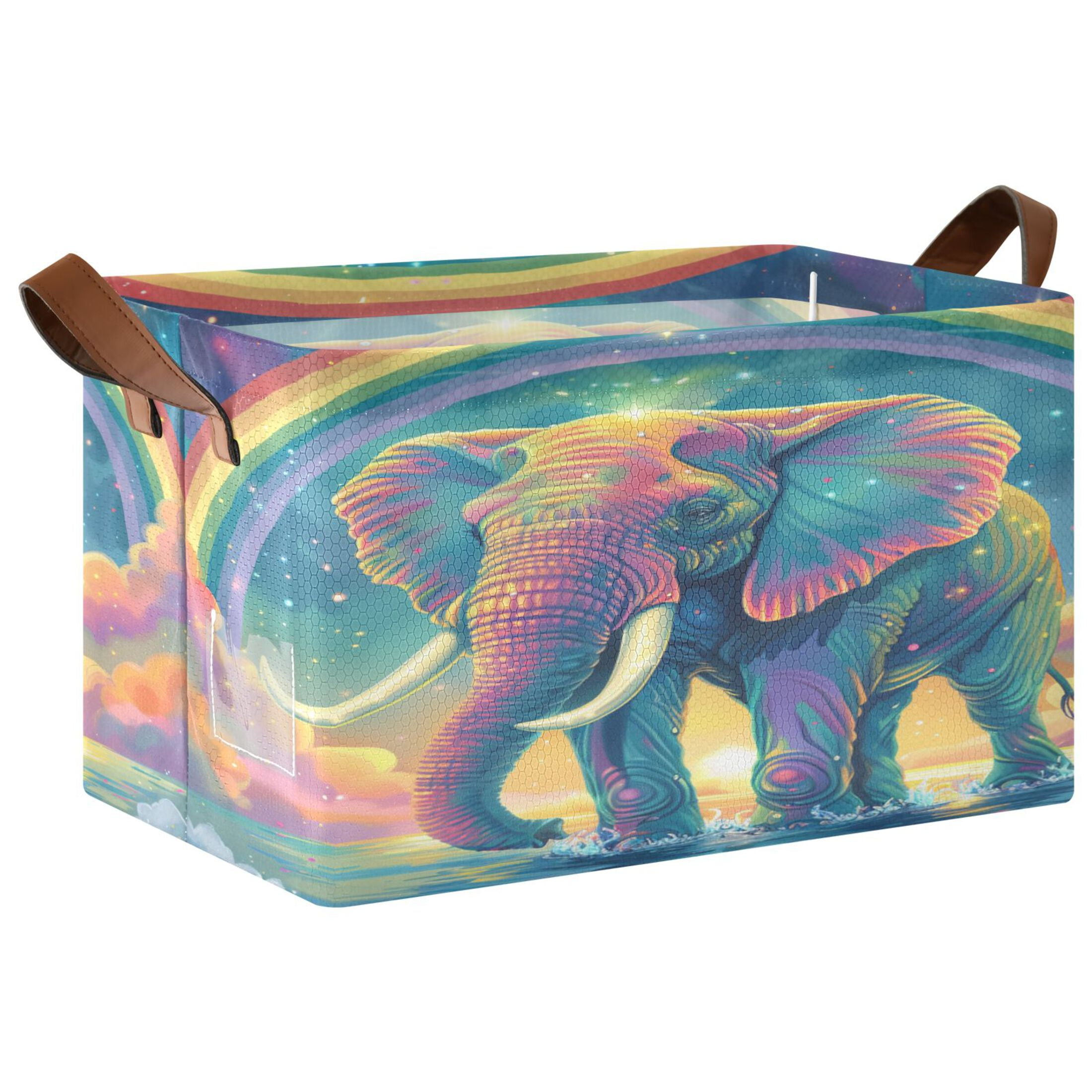 Ryvnso Magic Elephant with Rainbow Storage Bins Large Basket Foldable ...