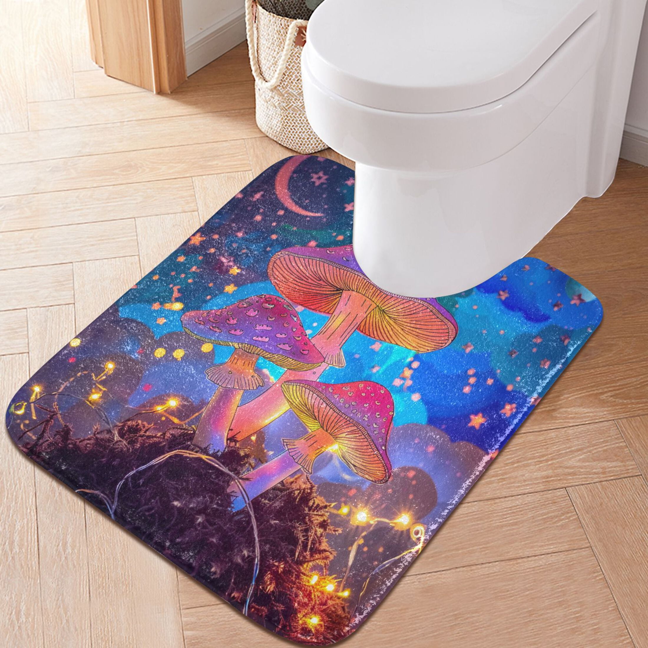 Ryvnso Magic Mushroom Stars Moon Bathroom Shaggy Rugs Toilet U Shape ...
