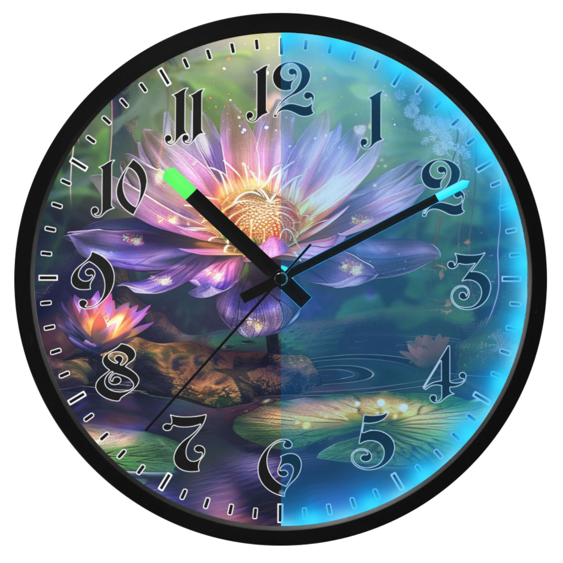 Ryvnso Magical Flower 12 Inch Night Light Wall Clock Luminous Silent ...