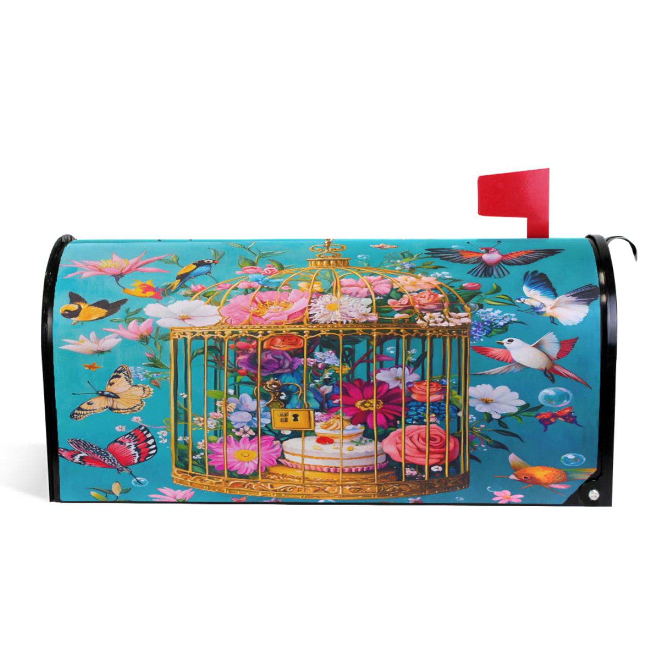 Ryvnso Mailbox Cover Butterfly Floral Magnetic Mailbox Wrap Standard ...