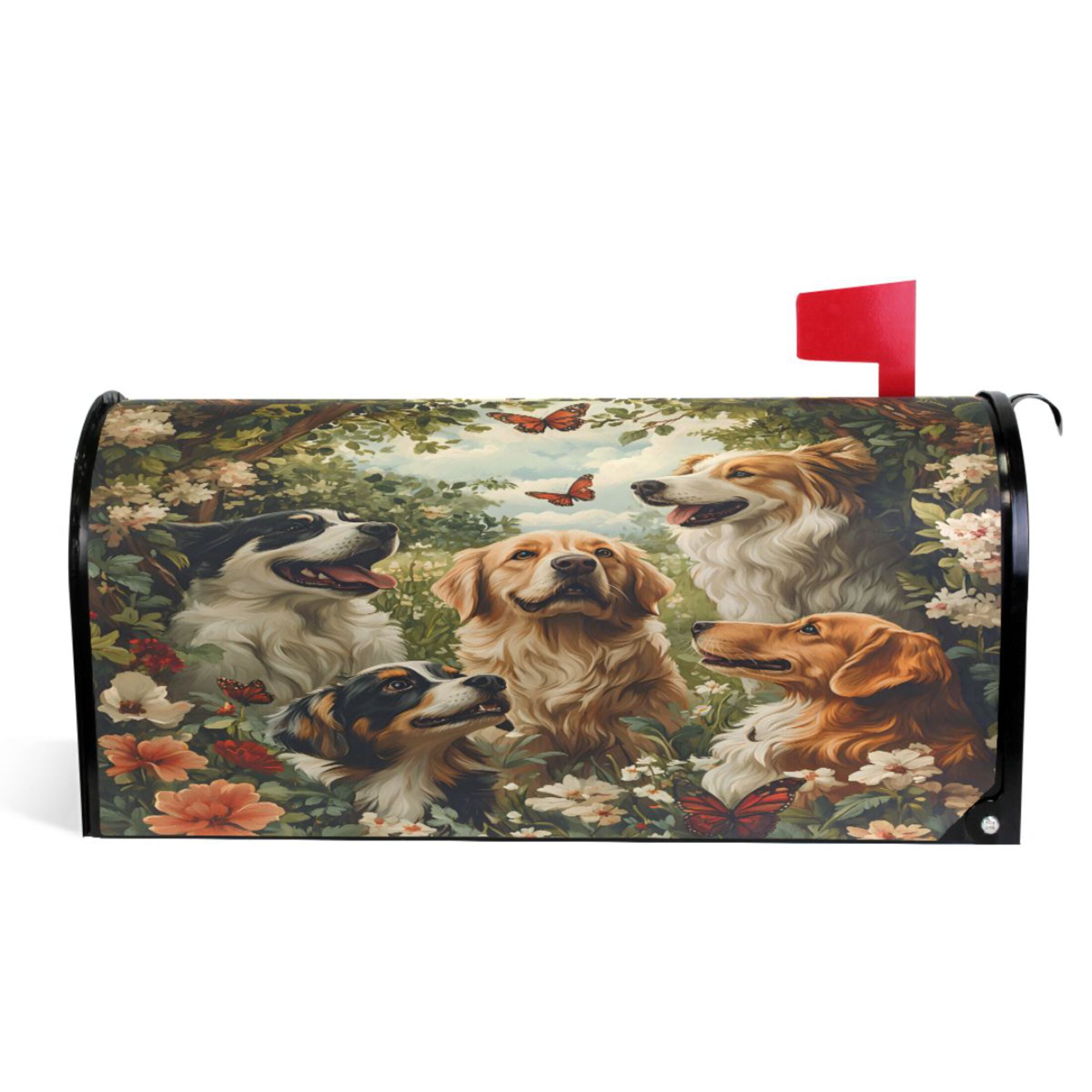Ryvnso Mailbox Cover Cute Dog Forest Magnetic Mailbox Wrap Standard ...