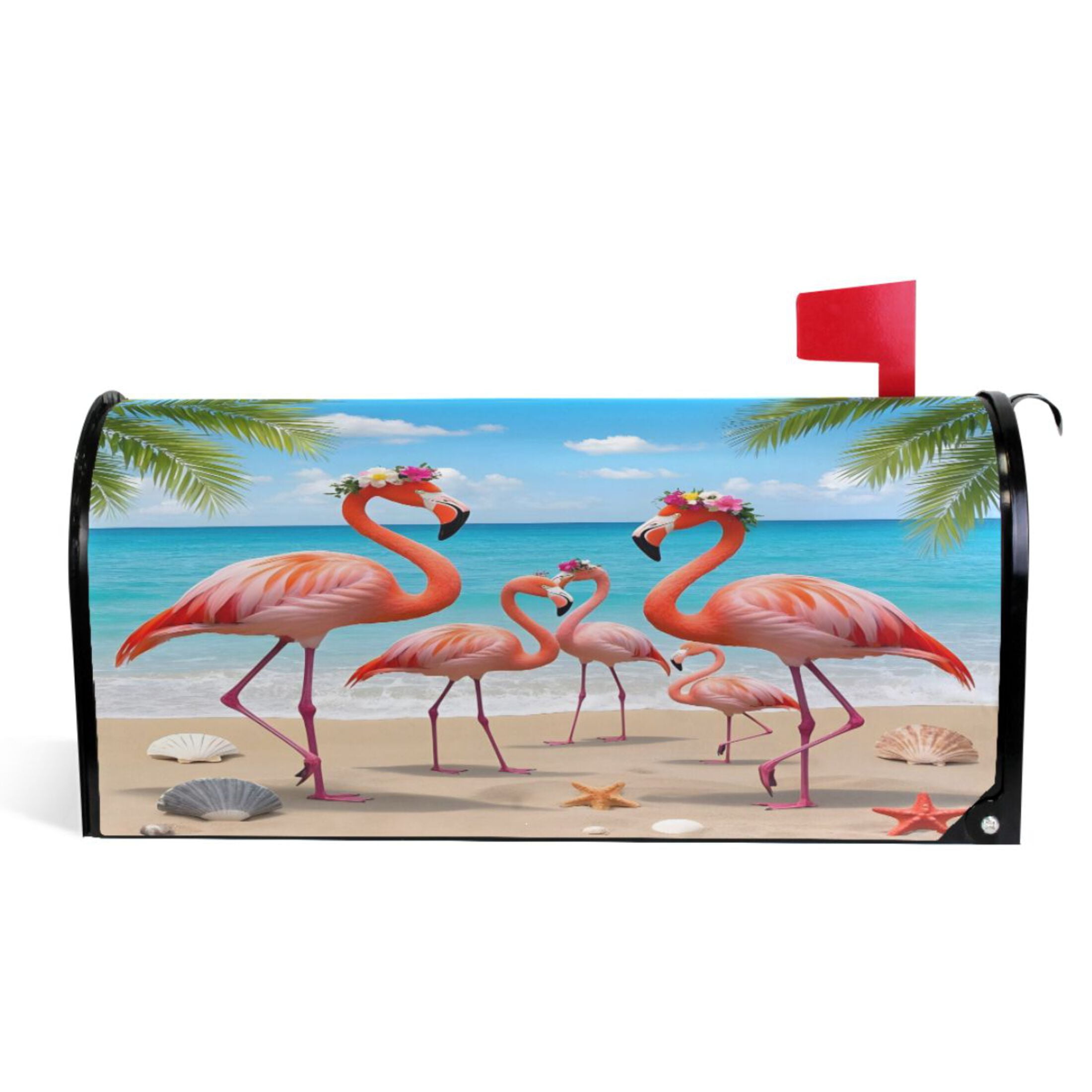 Ryvnso Mailbox Cover Flamingo on Beach Magnetic Mailbox Wrap Standard ...