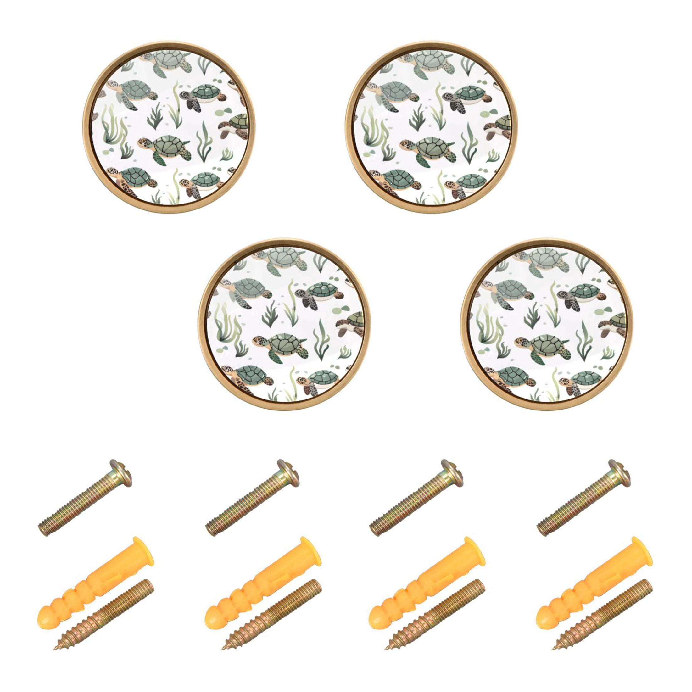 Ryvnso Many Turtles Seaweed Cabinet Knobs Kitchen Door Round Pulls ...