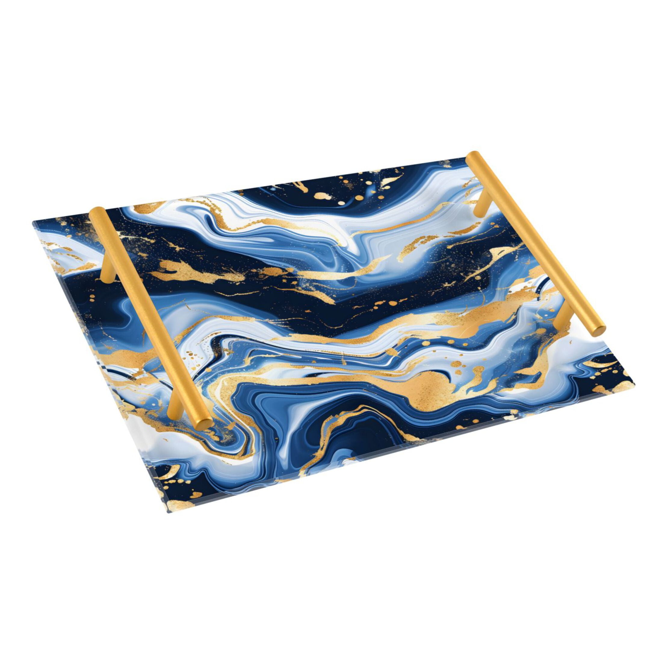 Ryvnso Marble Blue Gold White Abstract Bathroom Tray Vanity Countertop ...