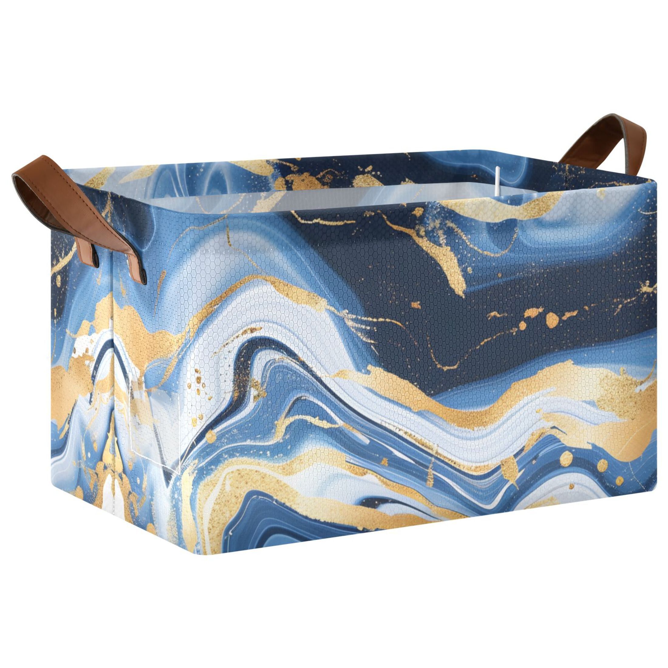 Ryvnso Marble Blue Gold White Abstract Storage Bins Large Basket ...