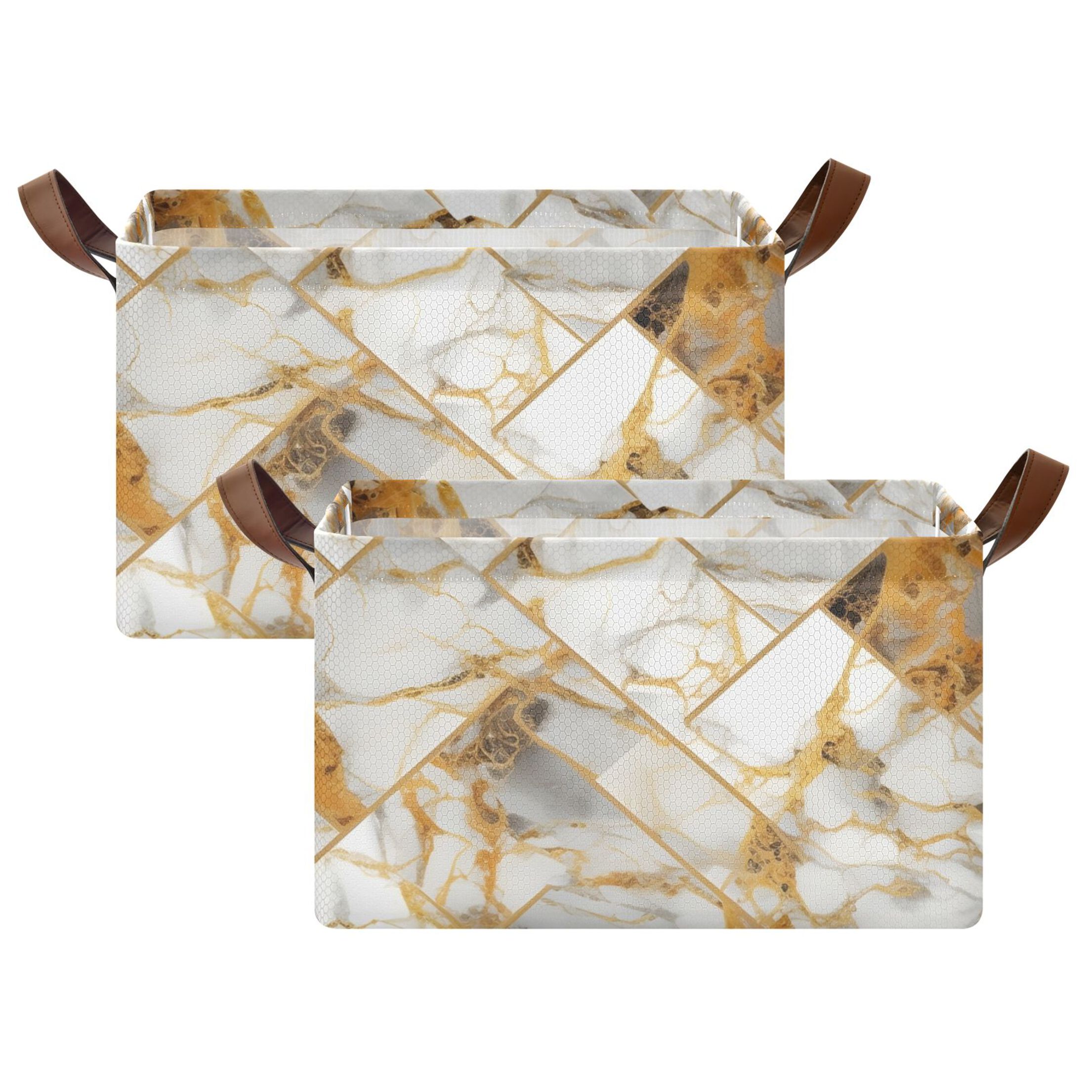 Ryvnso Marble Golden Storage Bins Large Basket Foldable Cube Toys ...