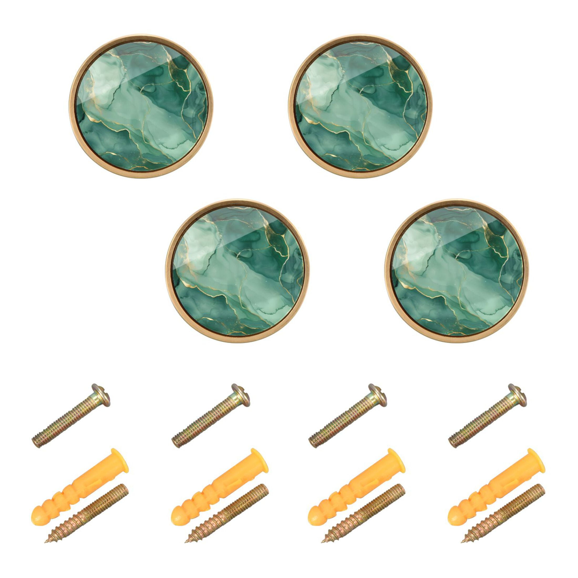 Ryvnso Marble Green Cabinet Knobs Kitchen Door Round Pulls Drawers ...