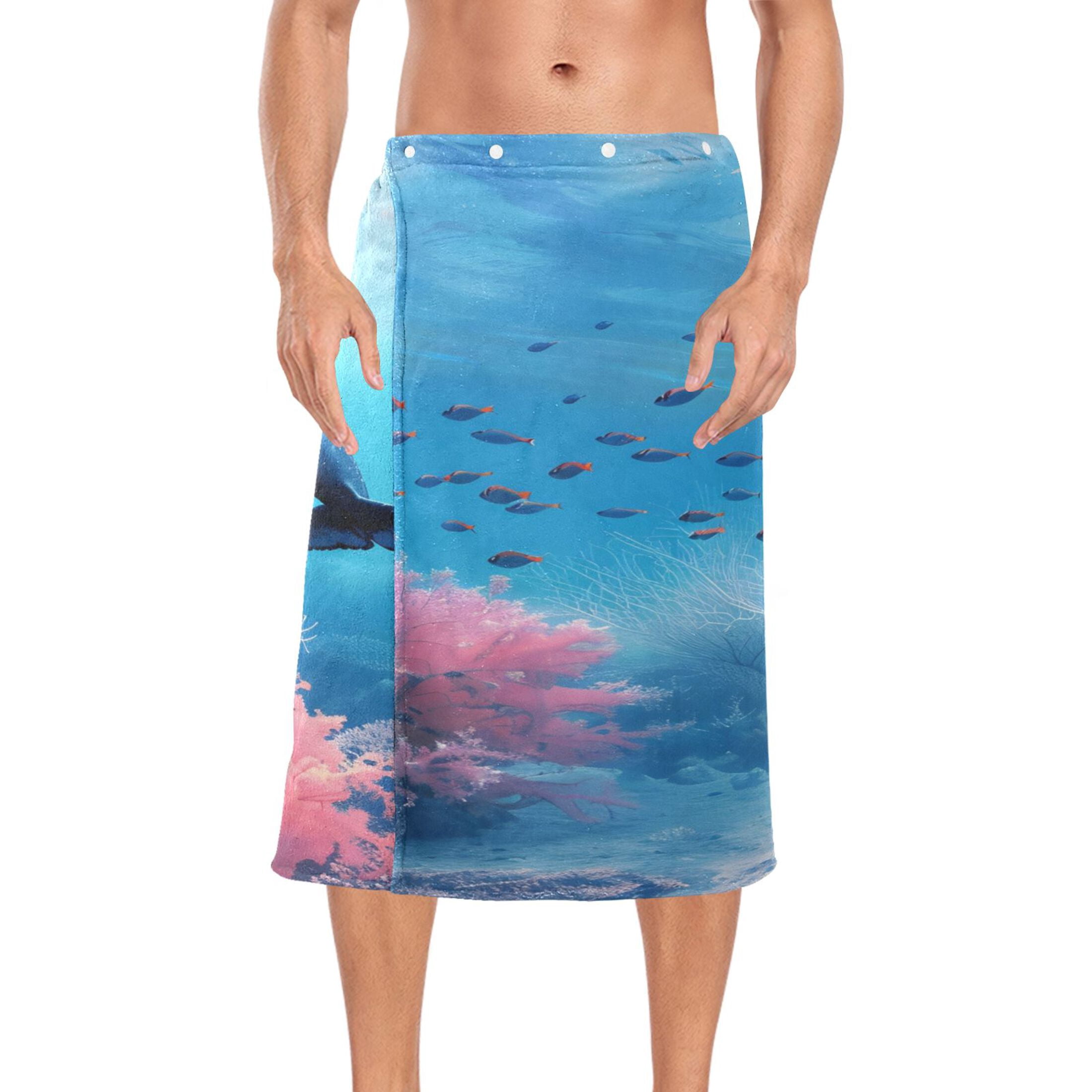Ryvnso Men's Adjustable Shower Wrap A Whale under Sea Bath Towels with ...