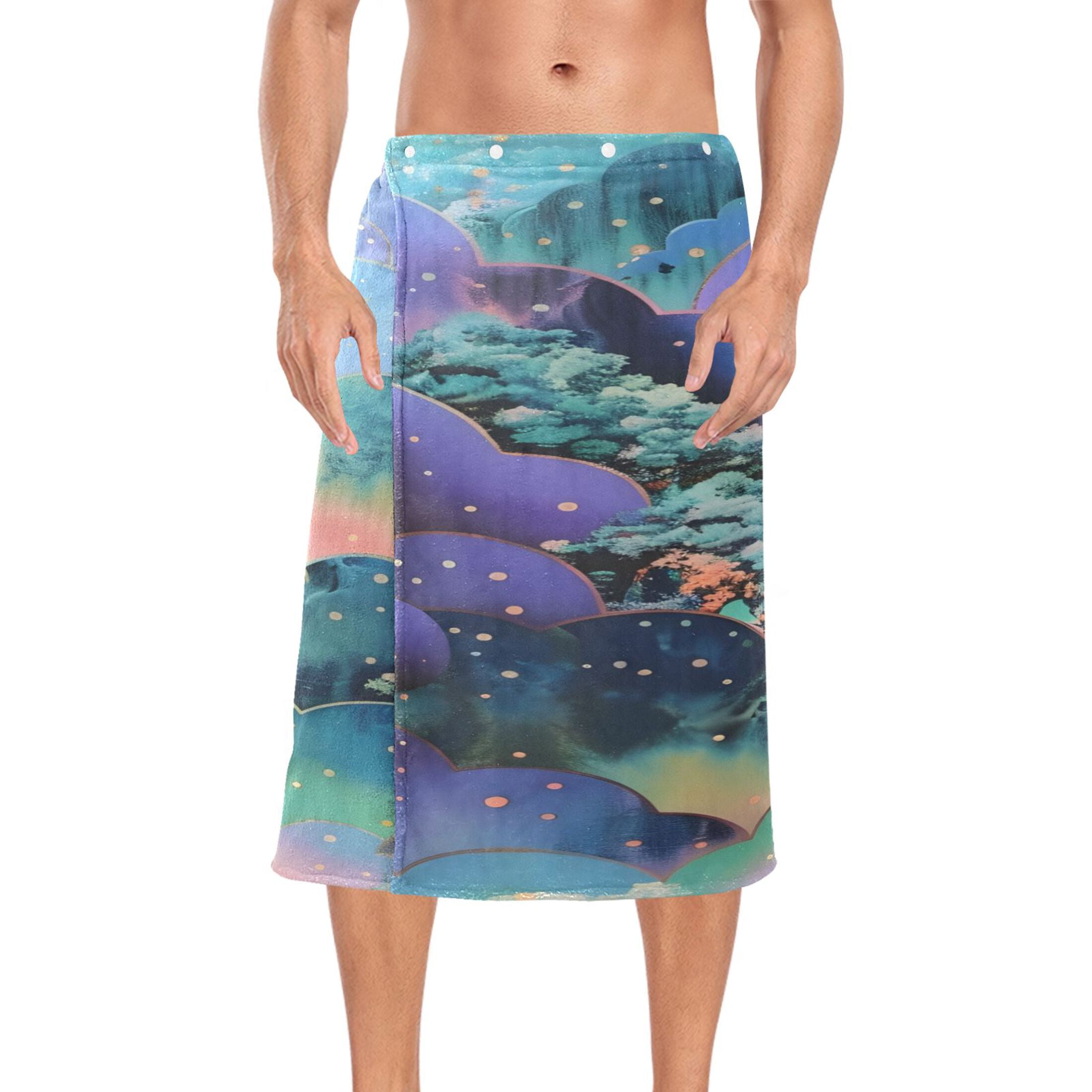 Ryvnso Men's Adjustable Shower Wrap Abstract Art Mountain Bath Towels ...